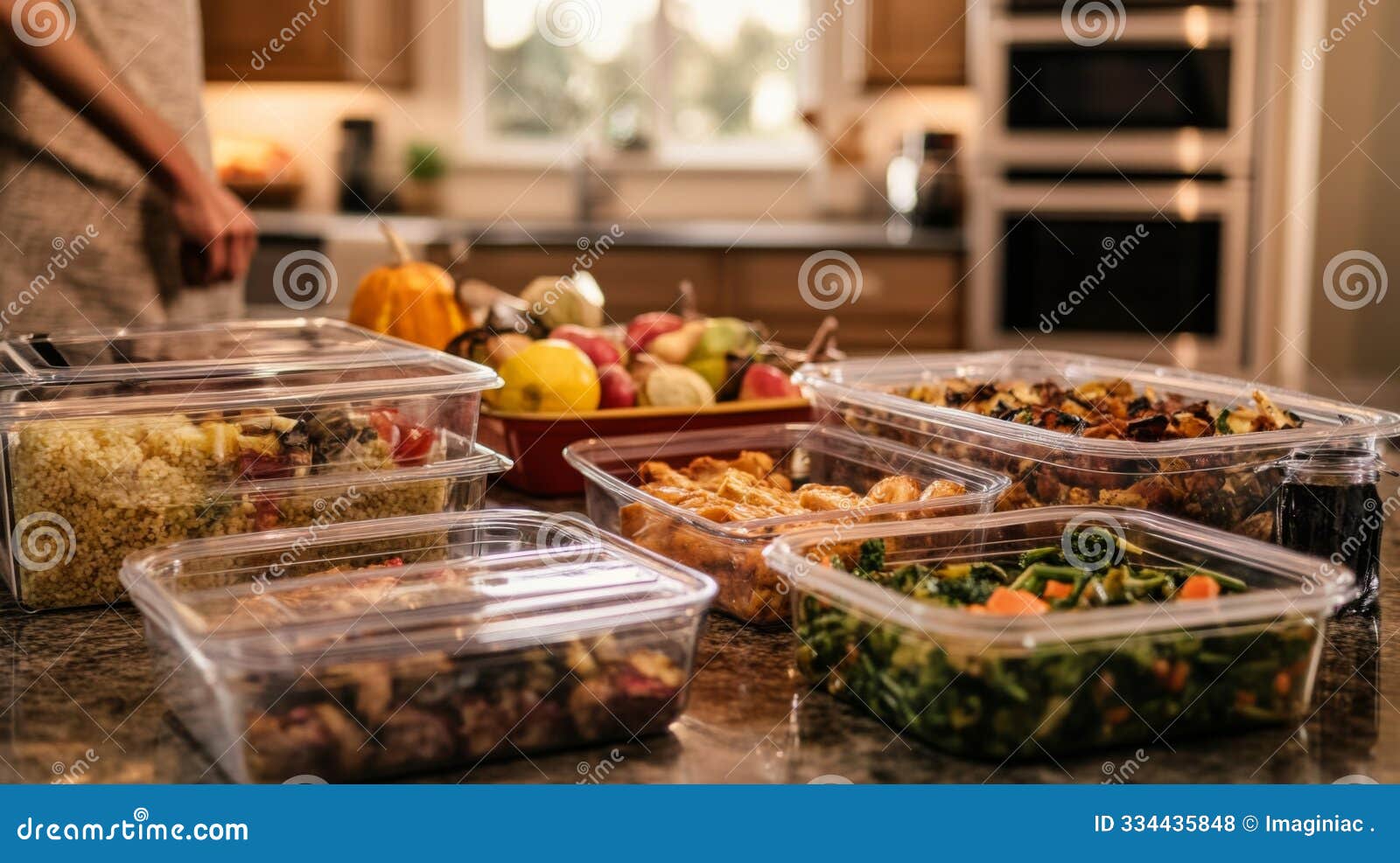 Assorted Foods in Clear Plastic Containers on Kitchen Countertop Stock ...