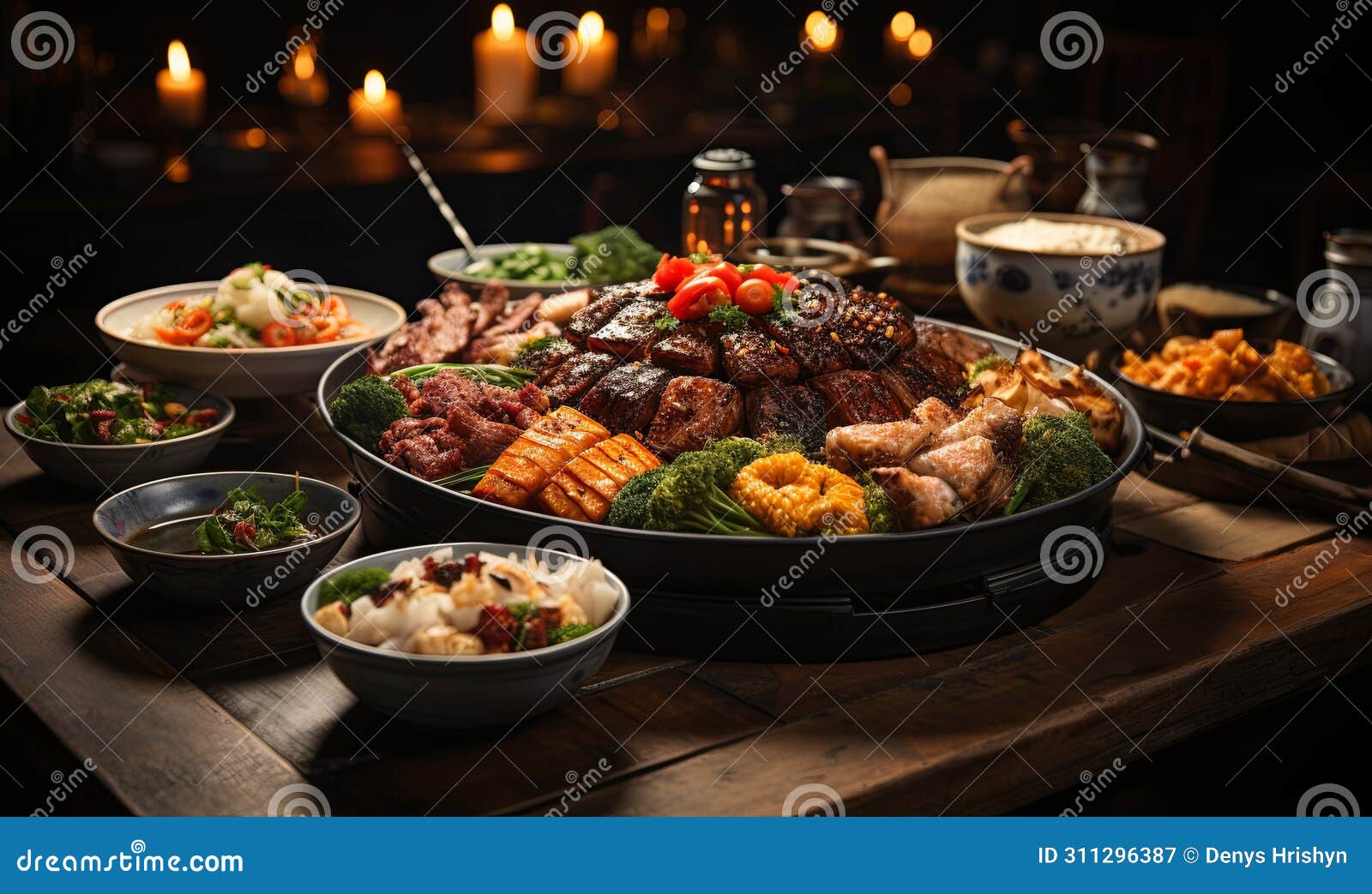Assorted Foods Spread on Table Stock Image - Image of presentation ...