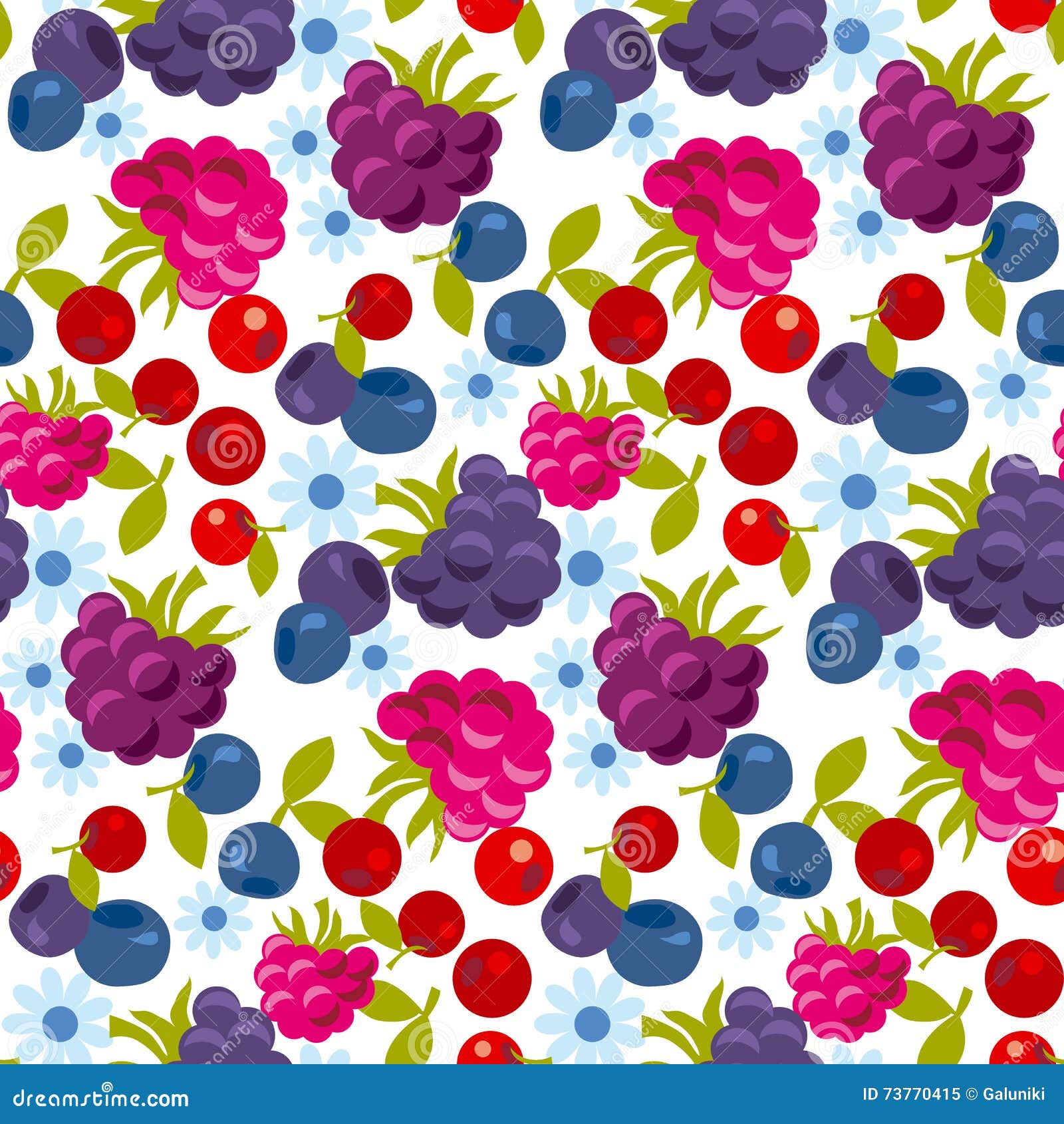 Assorted Forest Berry Seamless Pattern. Stock Vector - Illustration of ...