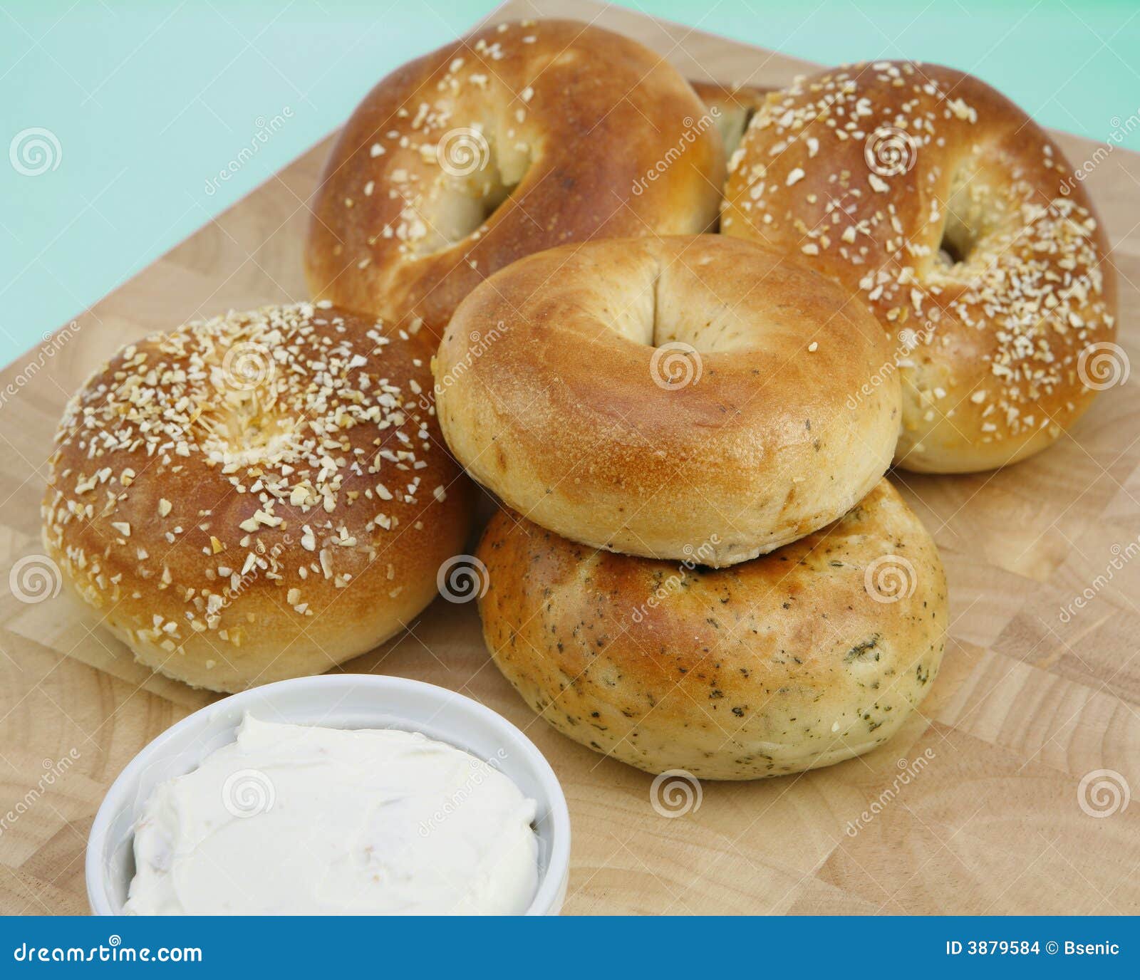 Assorted fresh bagels stock photo. Image of cheese, round - 3879584