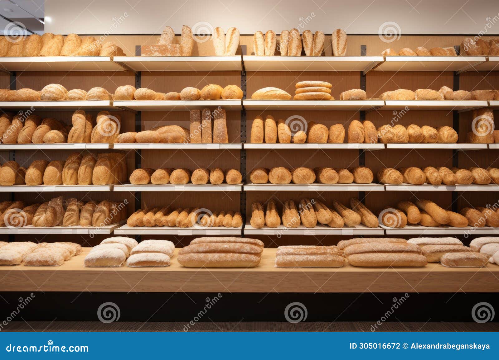 Assorted Fresh Bread on Bakery Shelves Stock Illustration ...