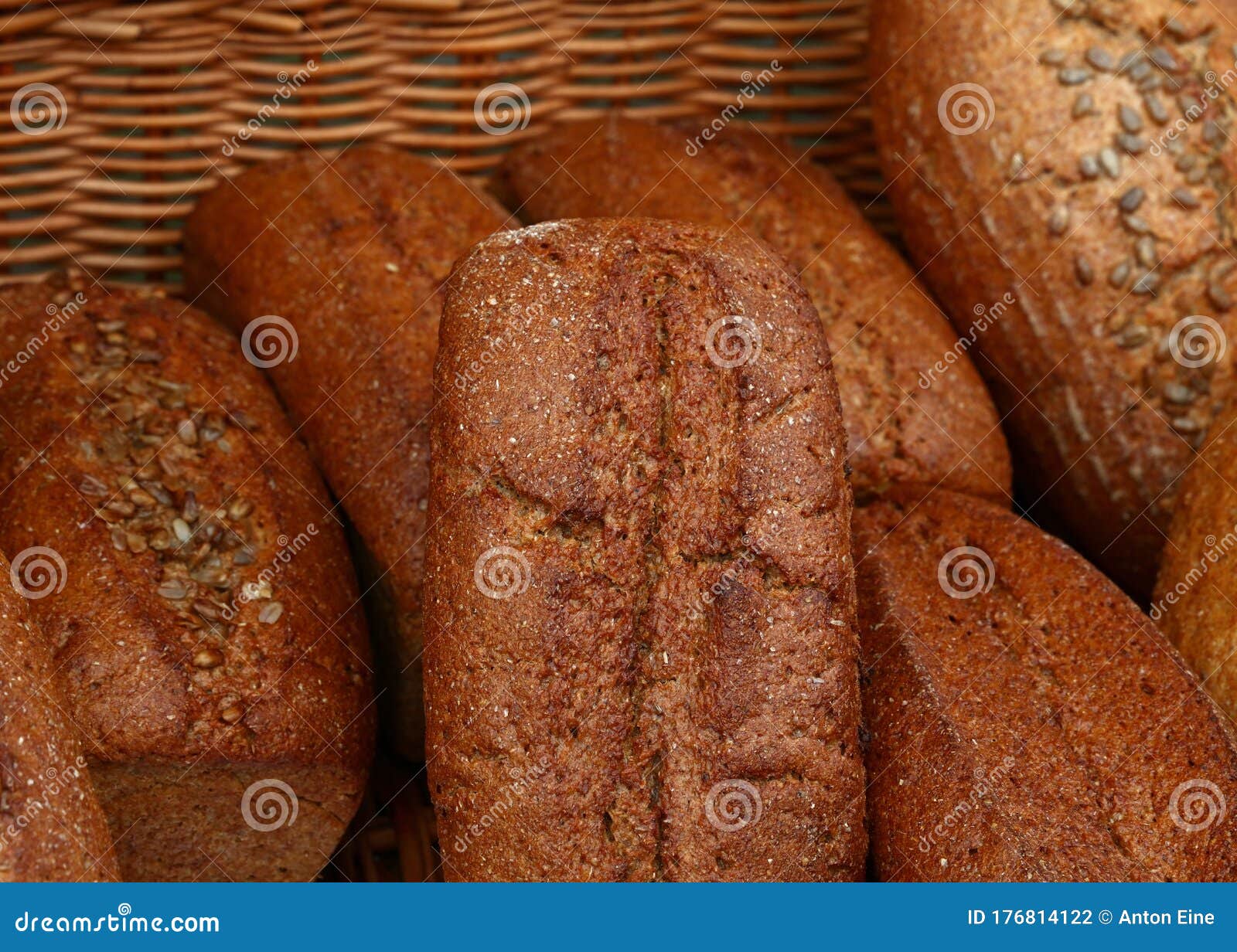 Assorted Fresh Bread Loaves on Retail Display Stock Photo - Image of ...