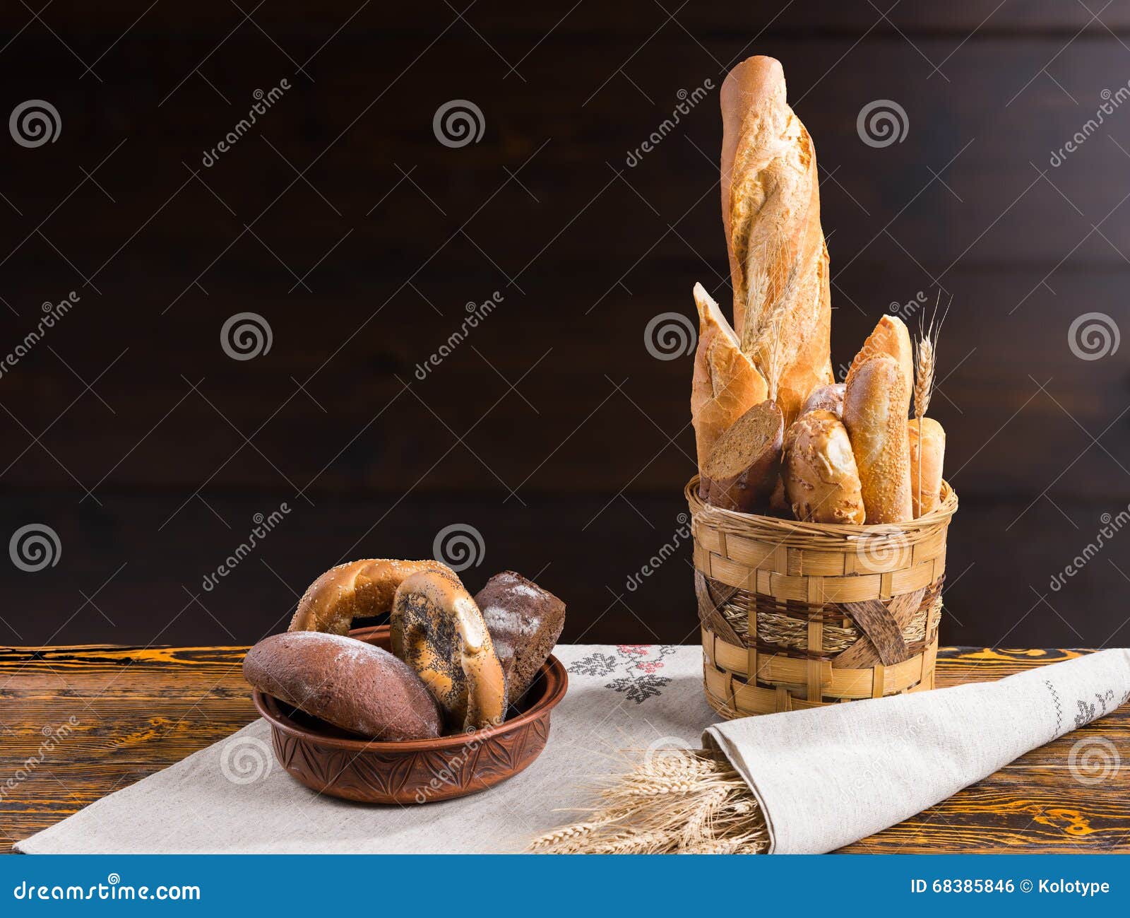 Assorted Fresh Bread and Rolls on Display Stock Photo - Image of full ...