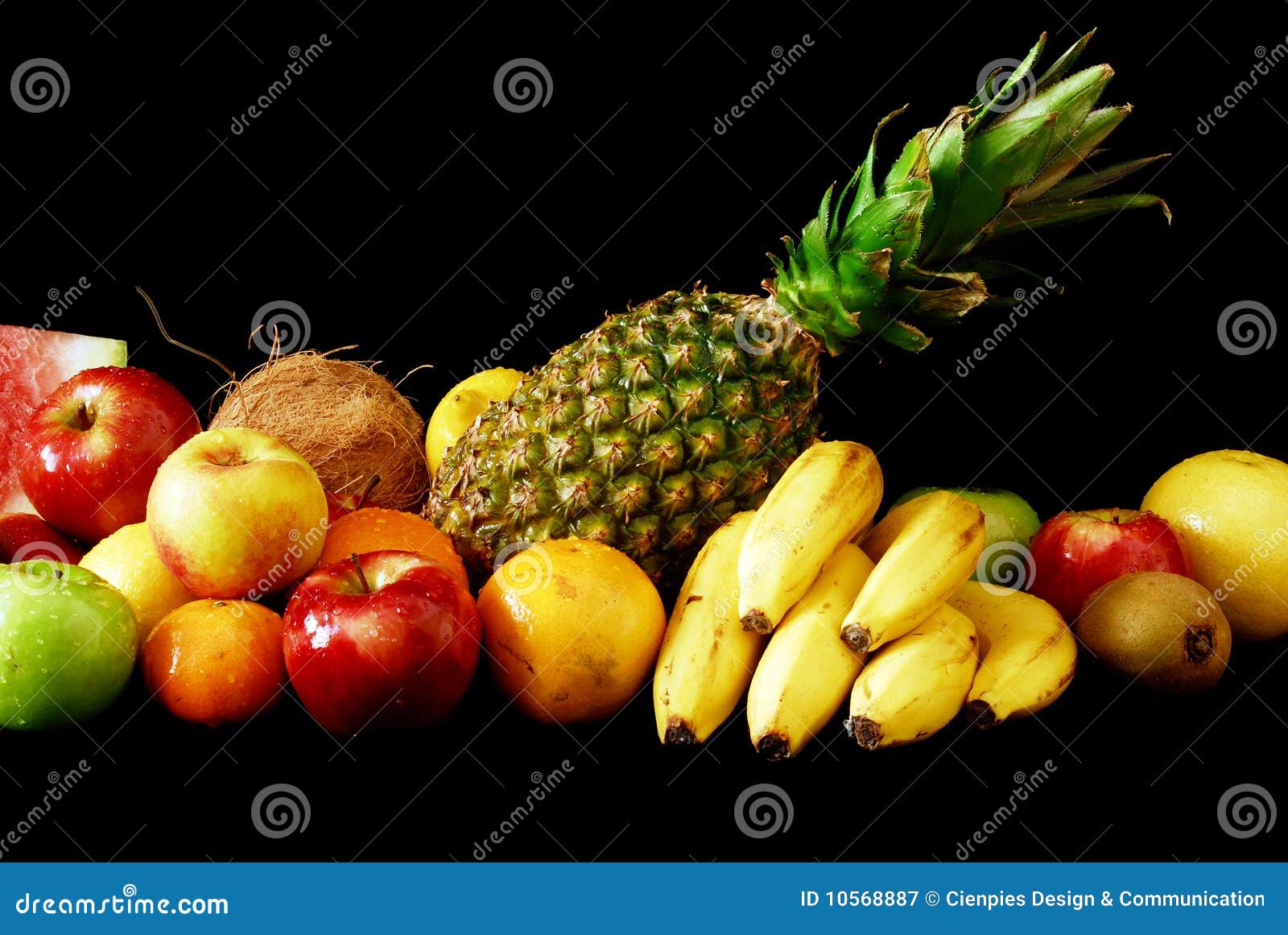 Assorted Fresh Fruit Arranged in Line Stock Image - Image of group ...