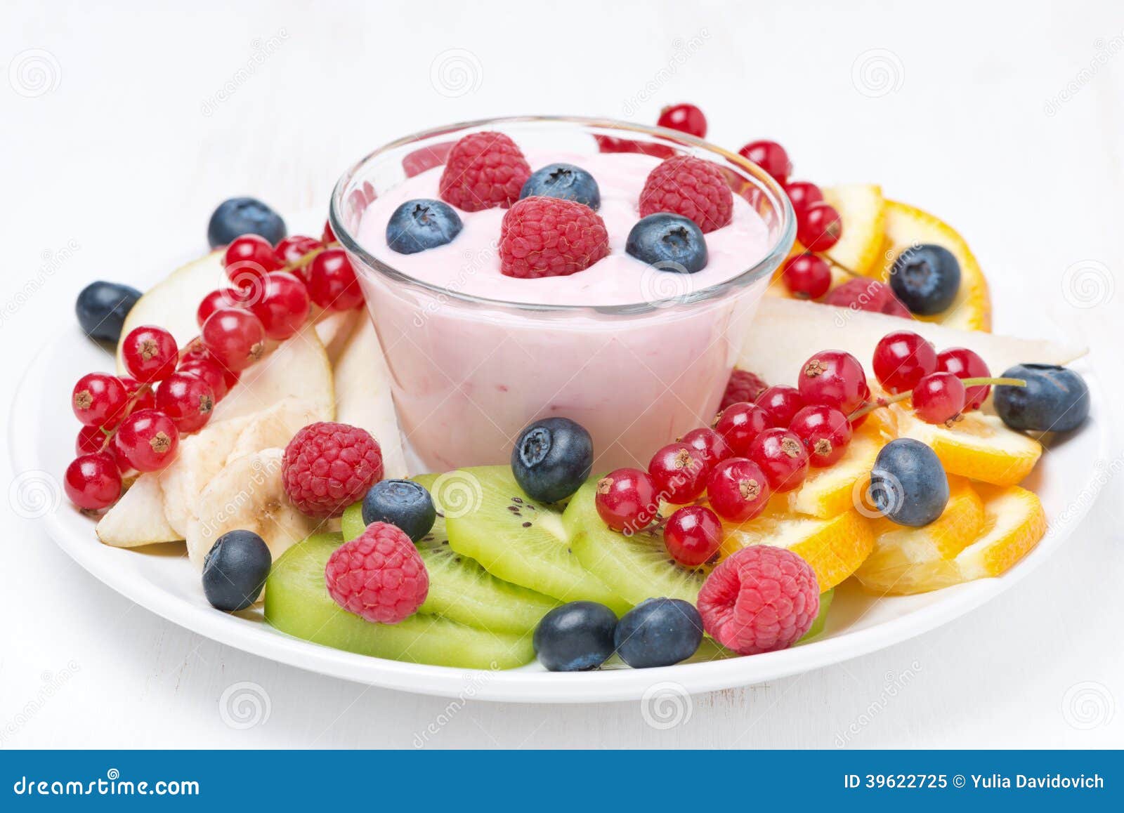 Assorted Fresh Fruit and Berries and Fruit Yogurt Stock Image - Image ...