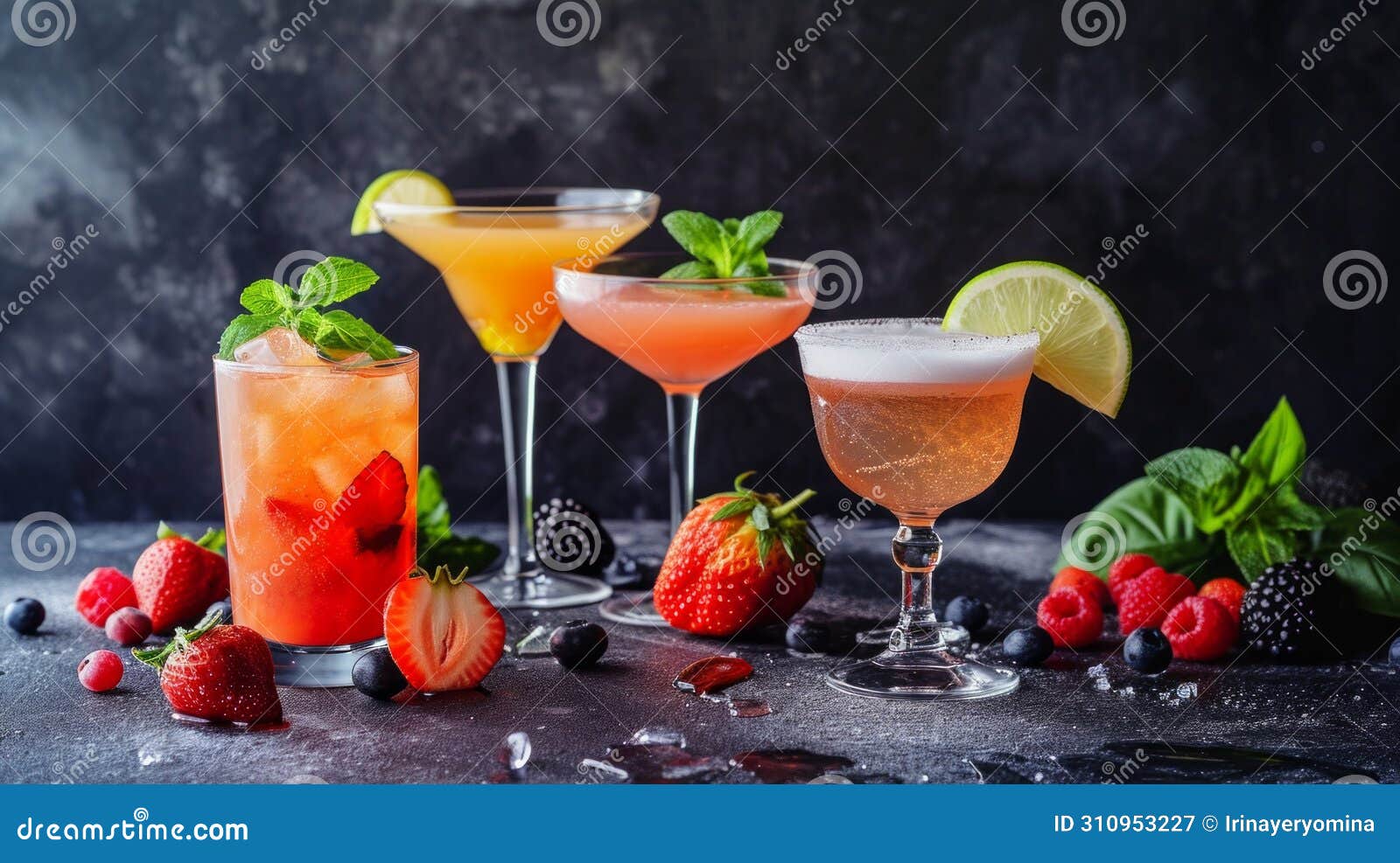 Assorted Fresh Fruit Mocktails Specially Crafted Mixed Drinks ...