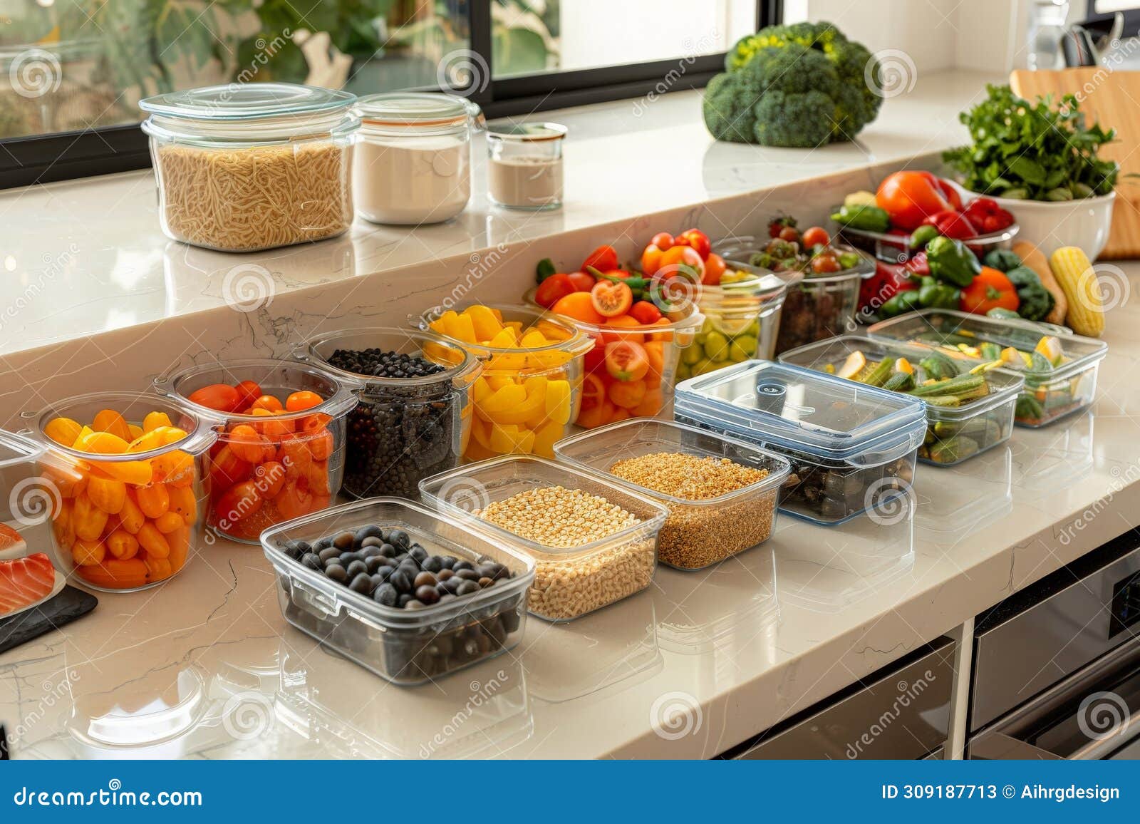 Assorted Fresh Ingredients on Kitchen Countertop Stock Illustration ...
