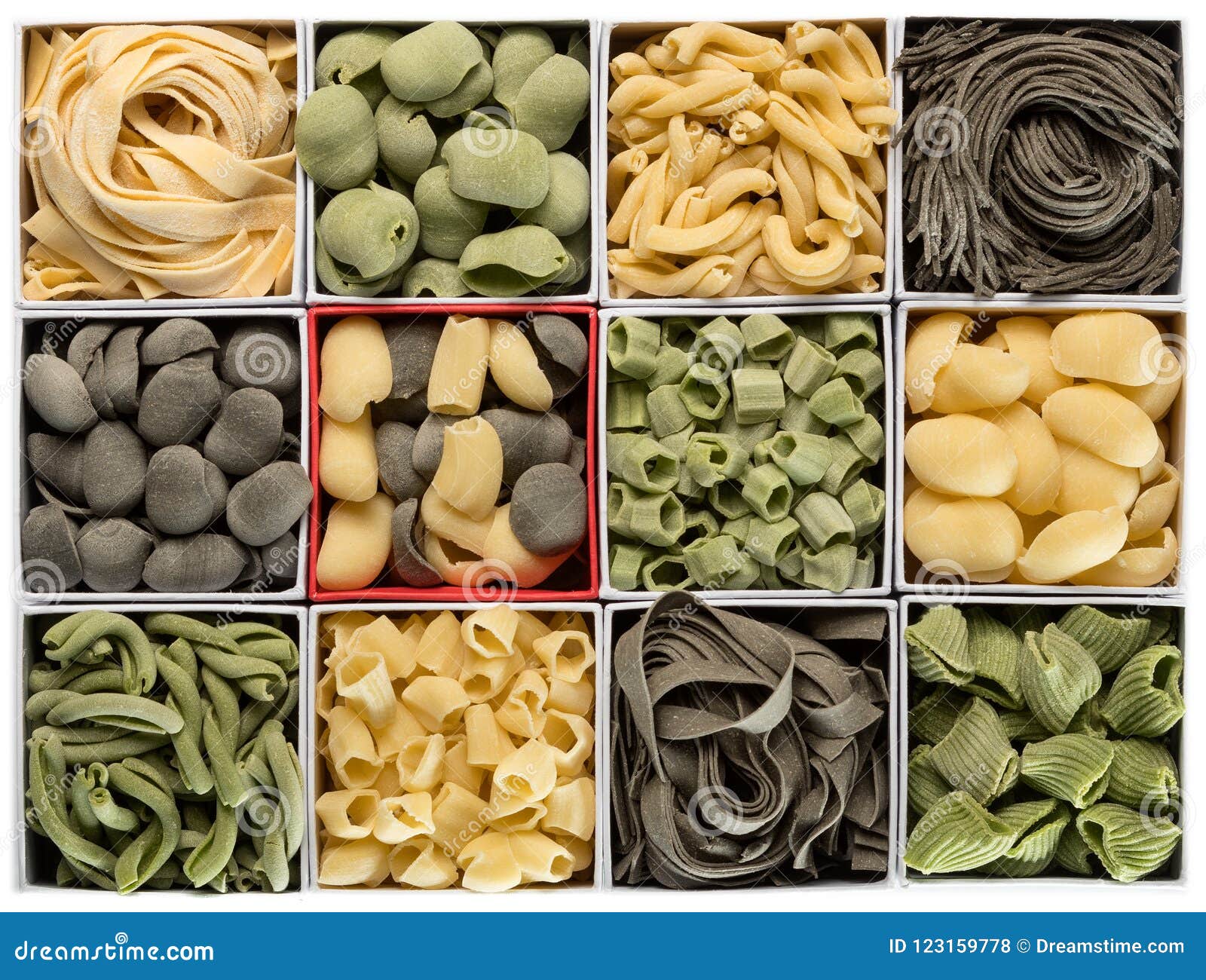 Fresh pasta assorted. stock photo. Image of showing - 123159778