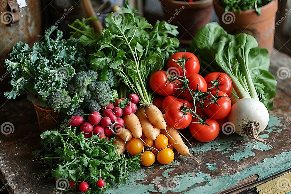 Assorted Fresh Vegetables Arranged on a Table for a Wholesome Meal ...