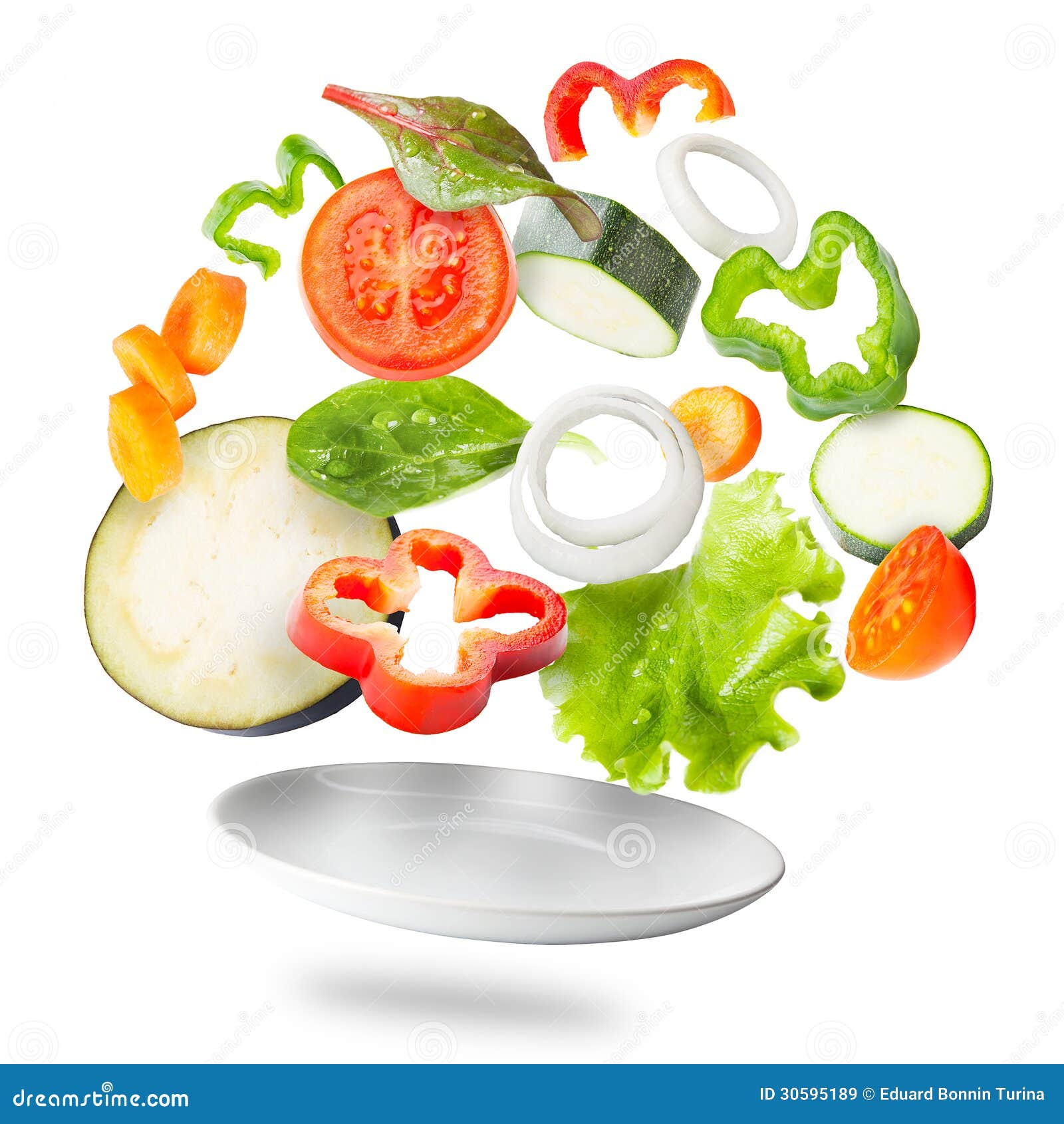 Assorted Fresh Vegetables Flying in a Plate Stock Image - Image of ...