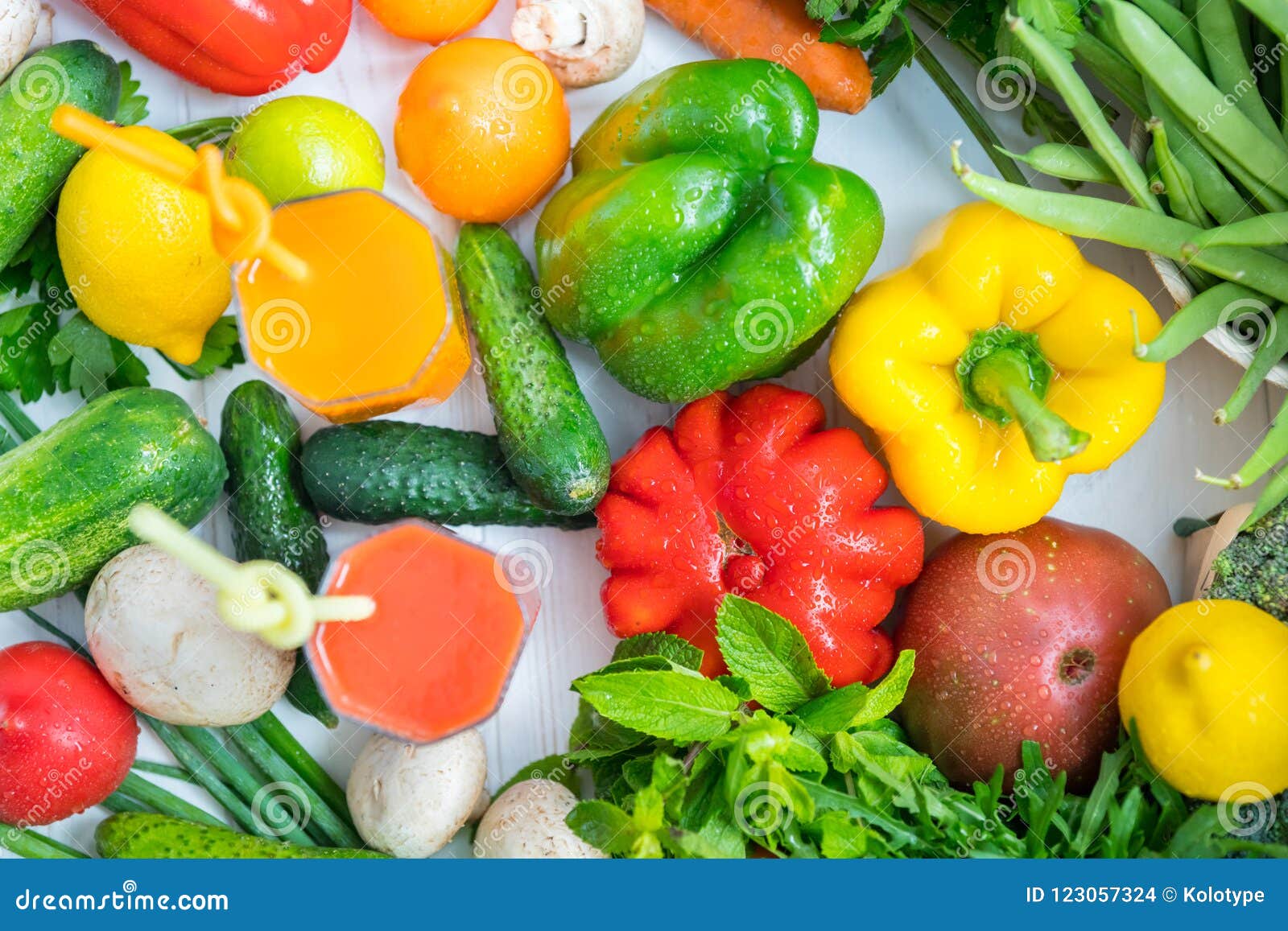 Assorted Fresh Vegetables with a Healthy Smoothie Stock Photo - Image ...