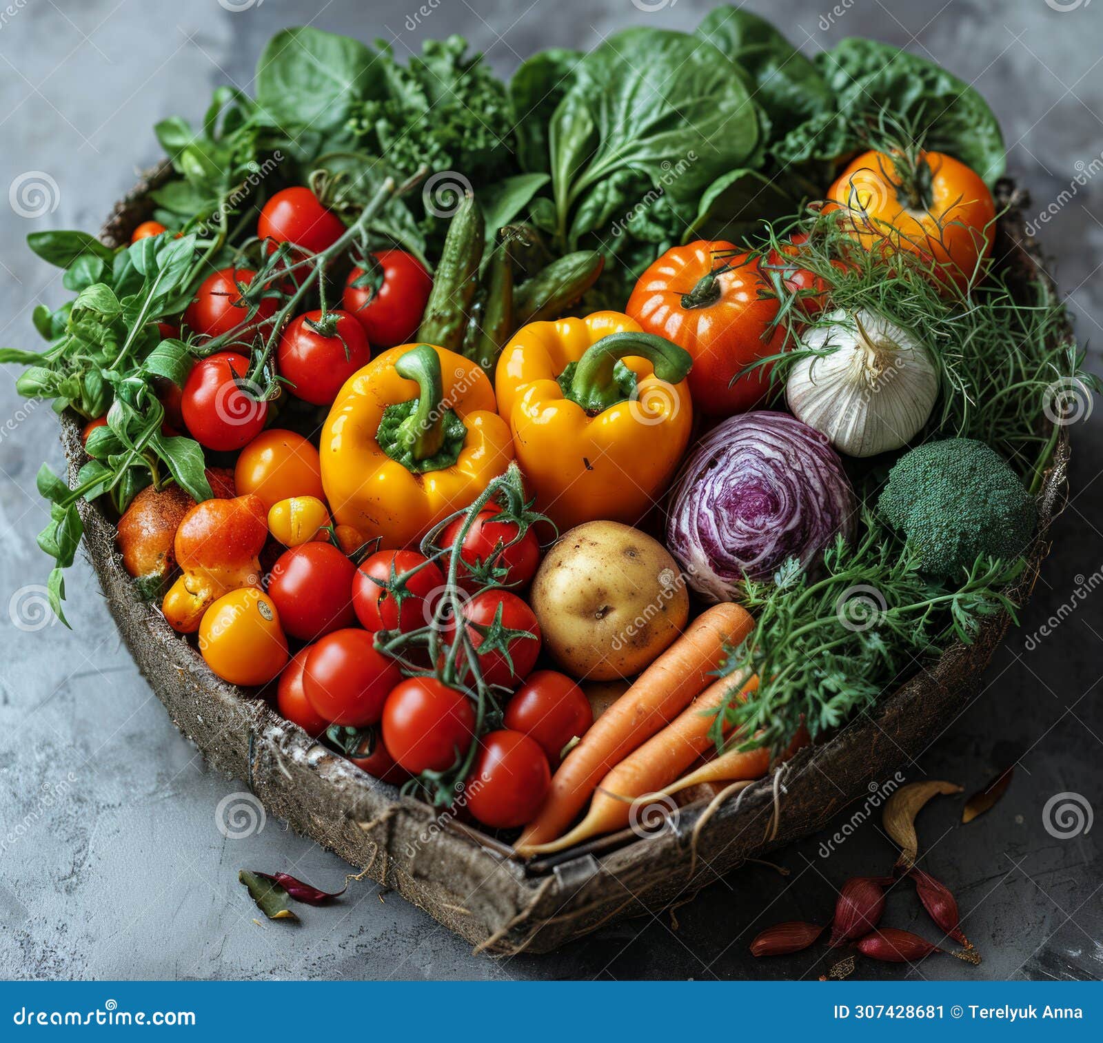 Assorted Fresh Vegetables Packed in a Basket. Stock Image - Image of ...