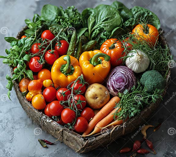 Assorted Fresh Vegetables Packed in a Basket. Stock Image - Image of ...