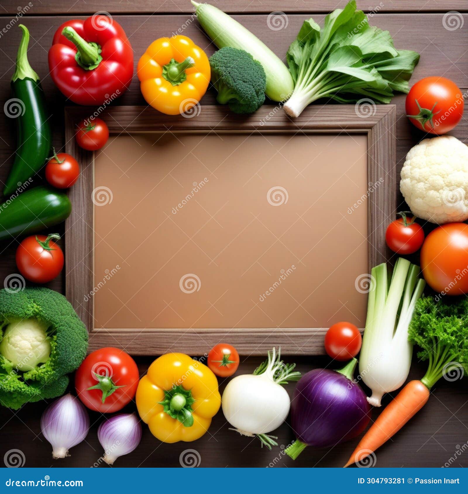 Assorted Fresh Vegetables on Rustic Wooden Table Stock Illustration ...