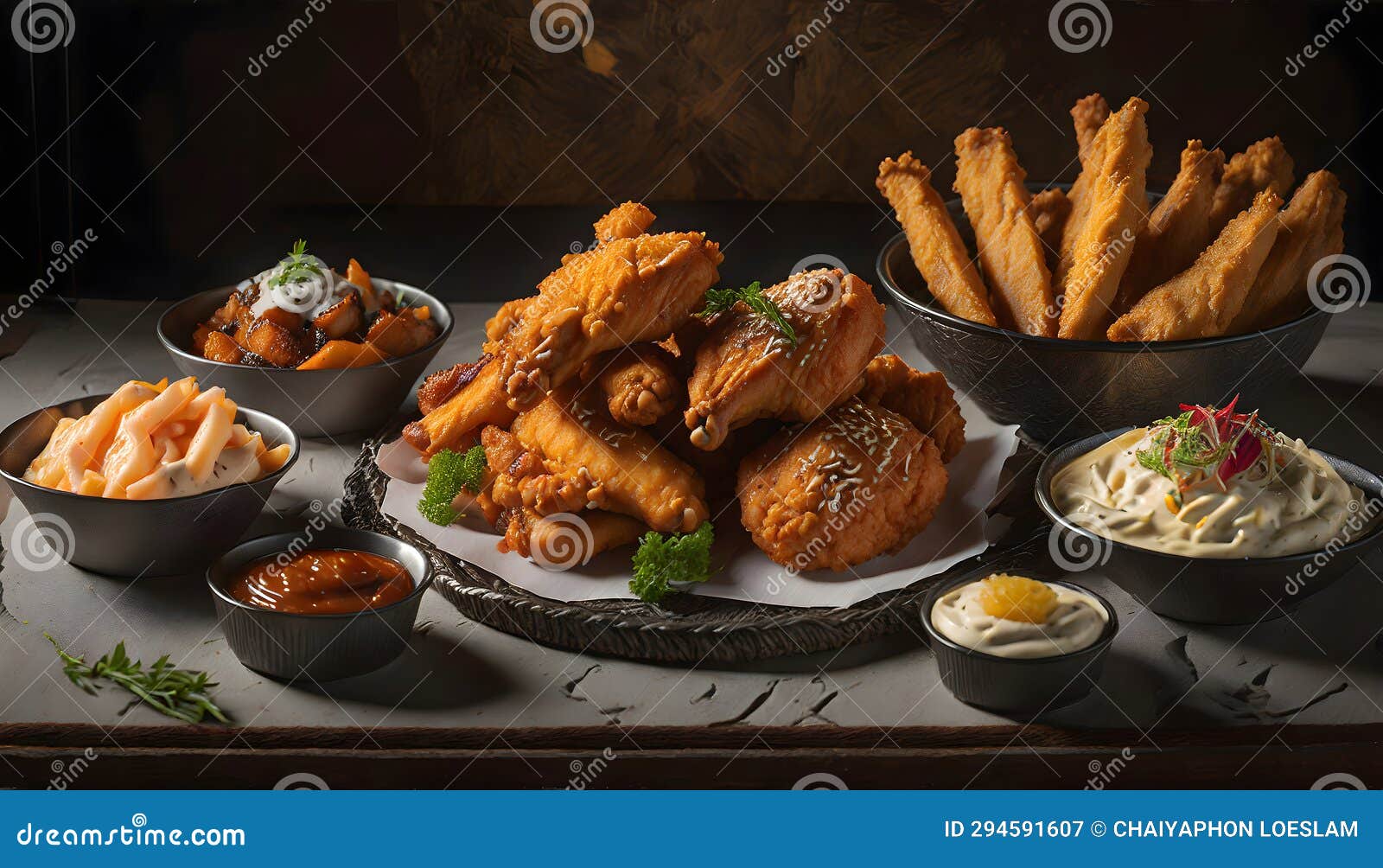 Assorted Fried Chicken, Food Photography Stock Illustration ...