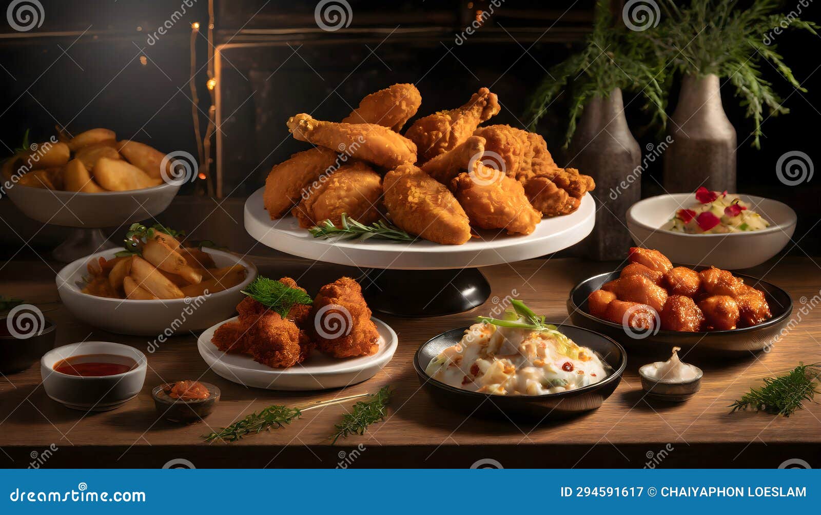Assorted Fried Chicken, Food Photography Stock Illustration ...