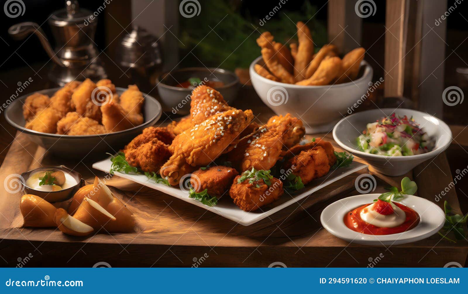 Assorted Fried Chicken, Food Photography Stock Illustration ...