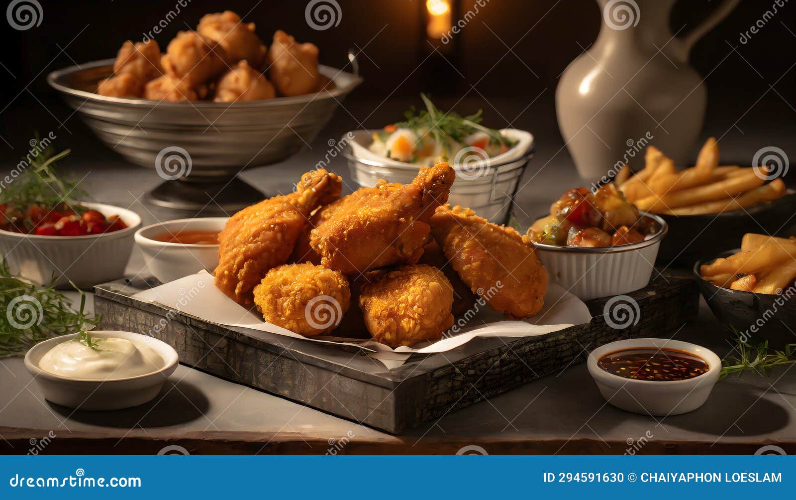 Assorted Fried Chicken, Food Photography Stock Photo - Image of fries ...