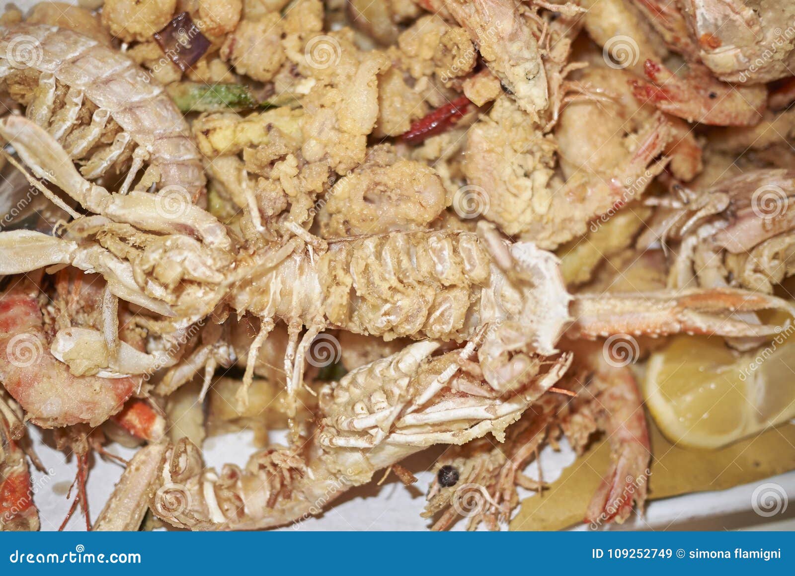 Assorted fried seafood stock image. Image of dinner - 109252749