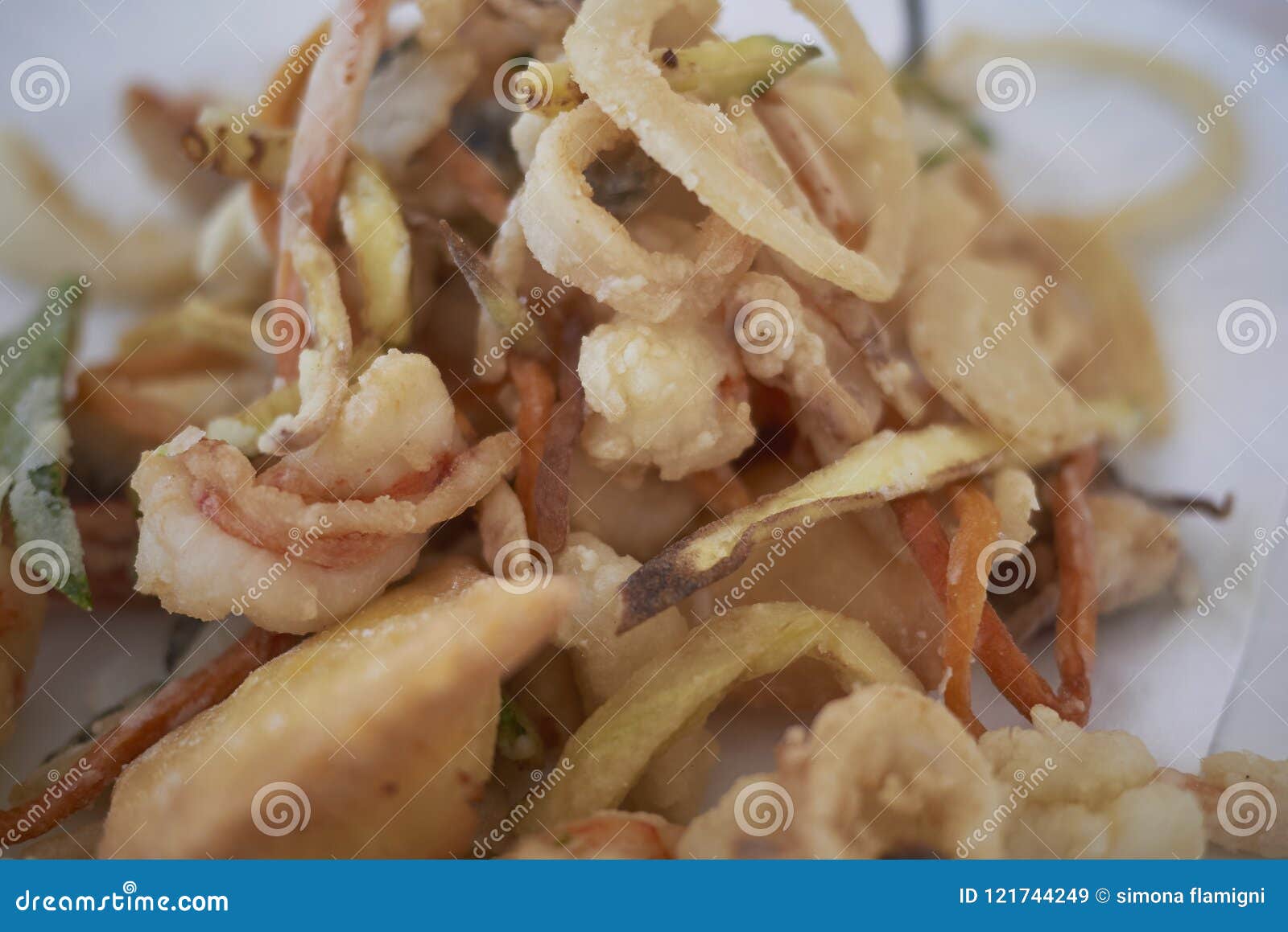 Assorted fried seafood stock image. Image of appetizer - 121744249
