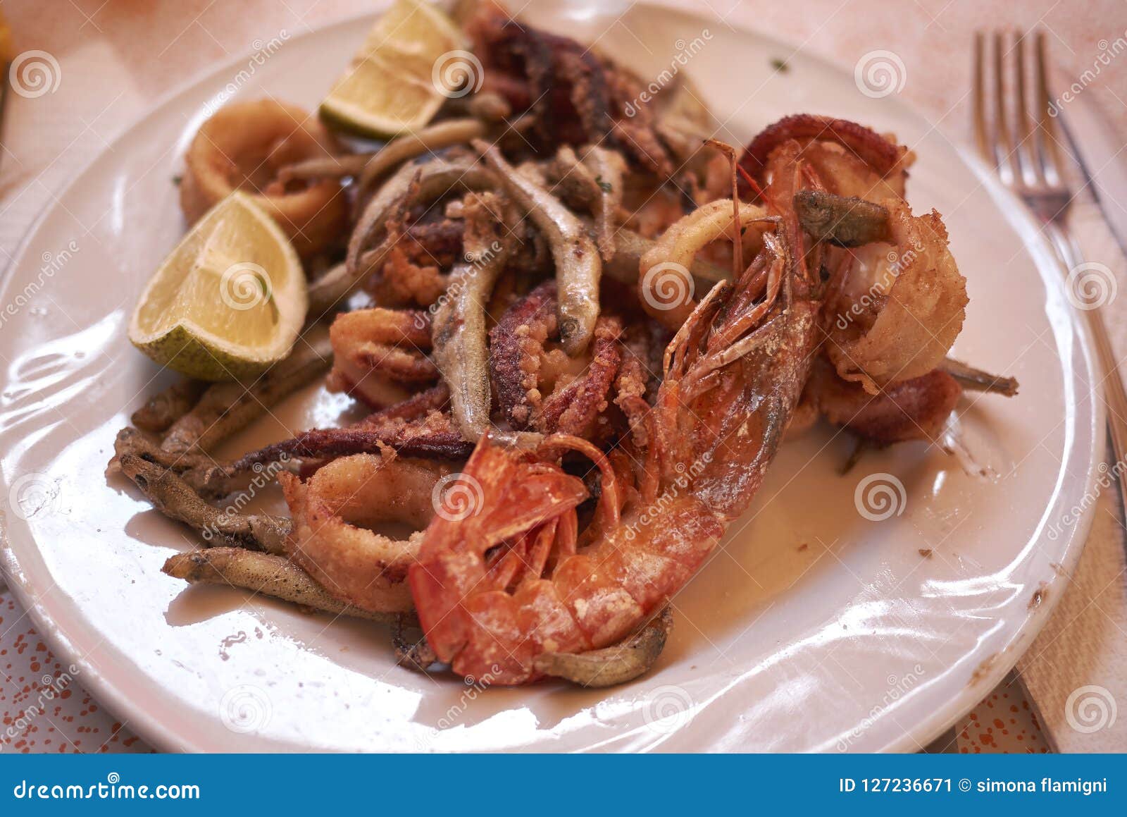 Assorted fried seafood stock image. Image of finger - 127236671