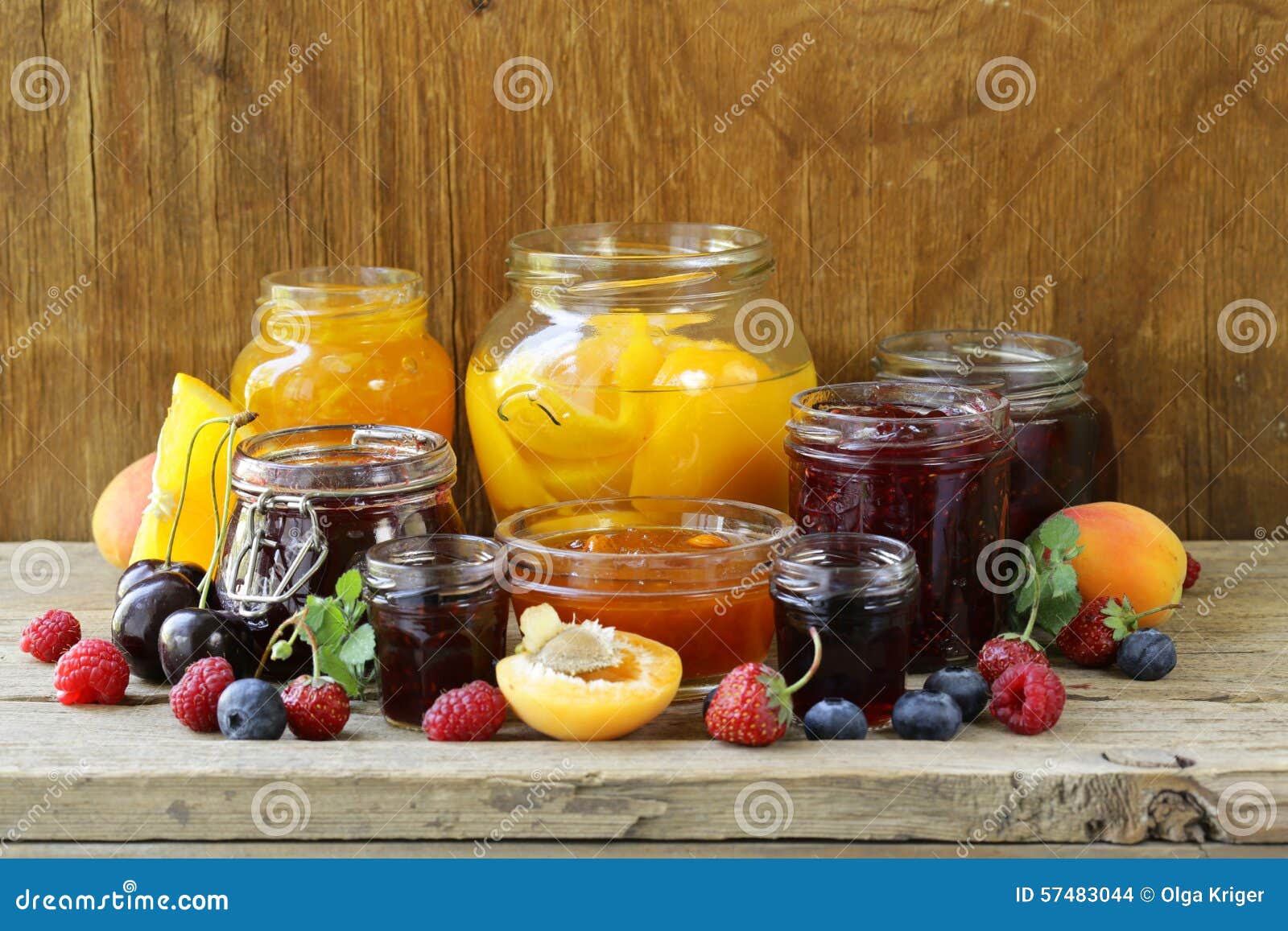 Assorted fruit berry jams stock photo. Image of fruit - 57483044