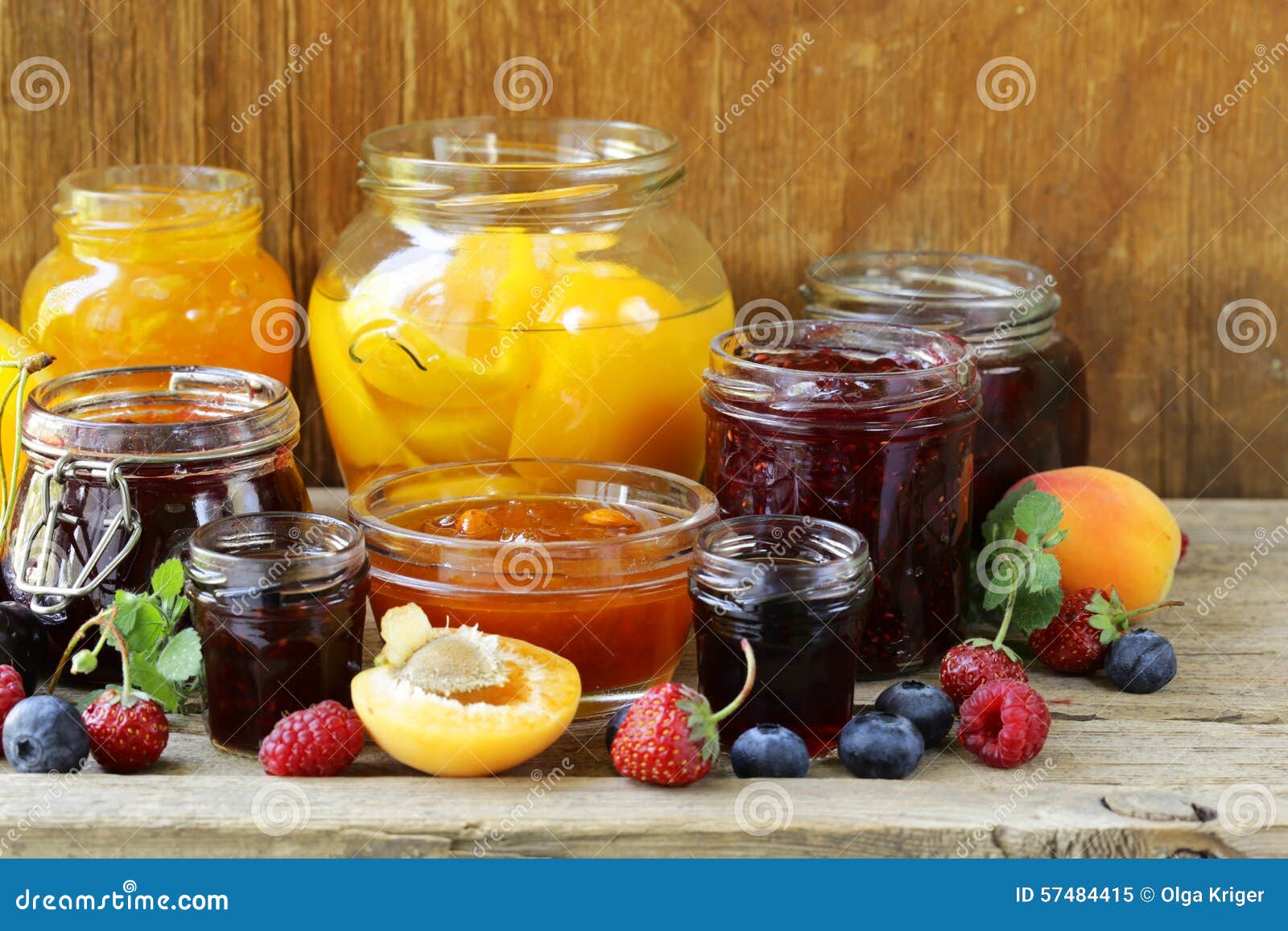 Assorted fruit berry jams stock image. Image of glass - 57484415