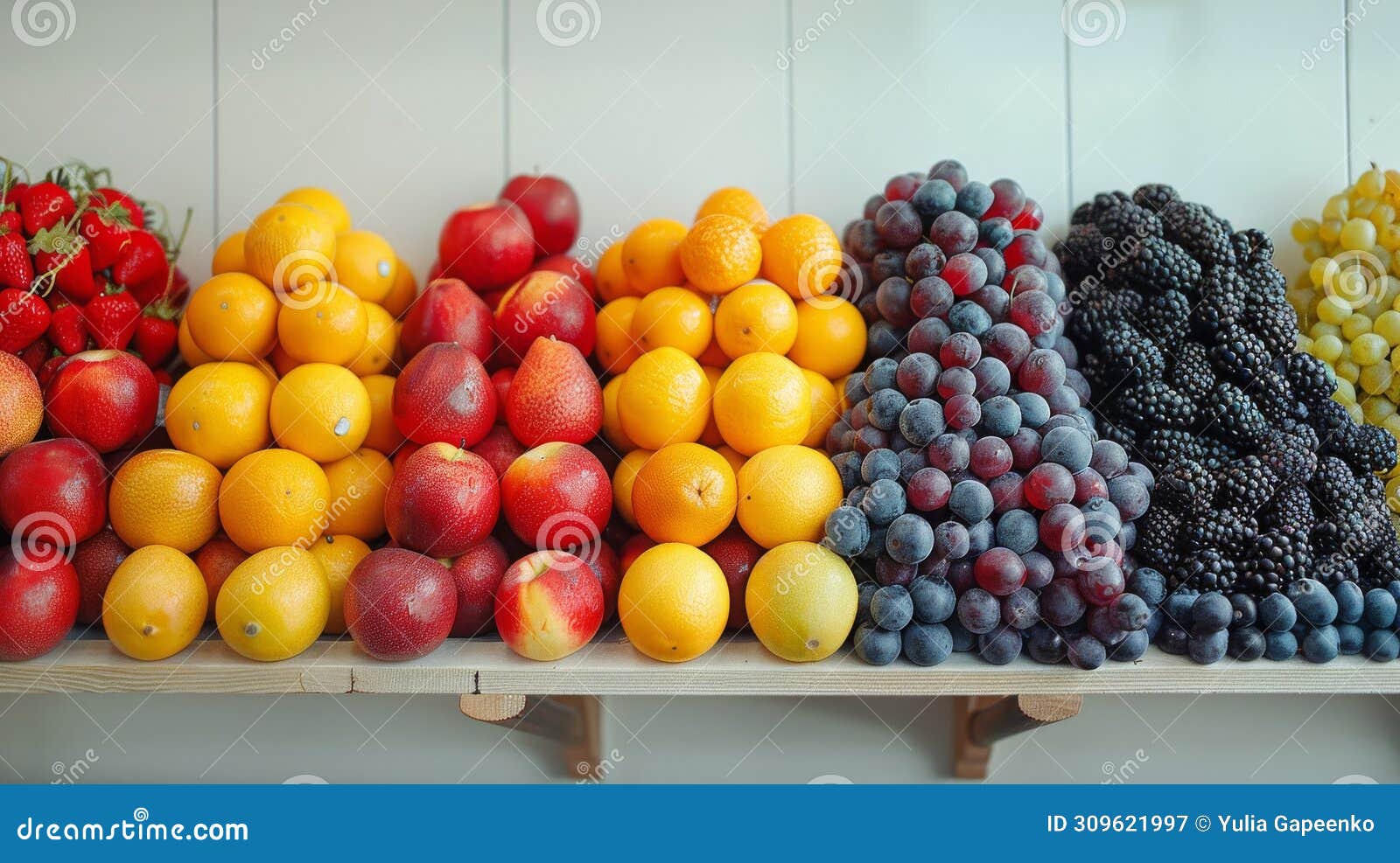 Assorted Fruit Displayed on a Shelf Stock Image - Image of assorted ...