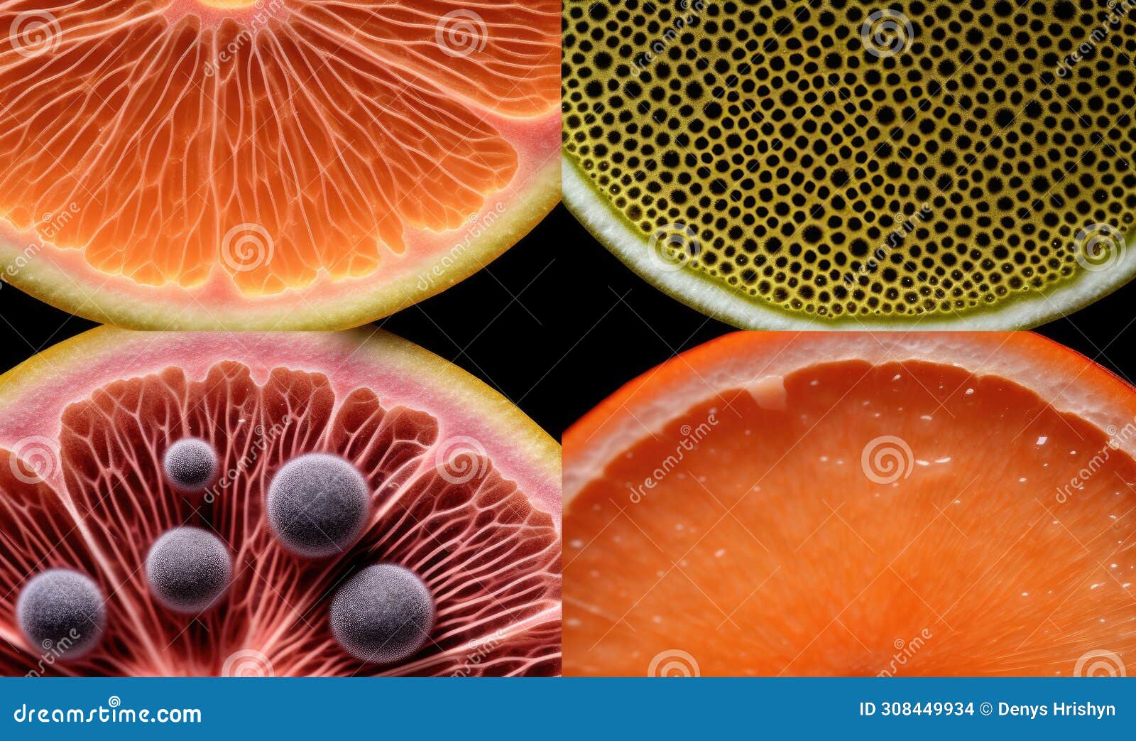 Assorted Fruit Halves on a Black Background Stock Illustration ...