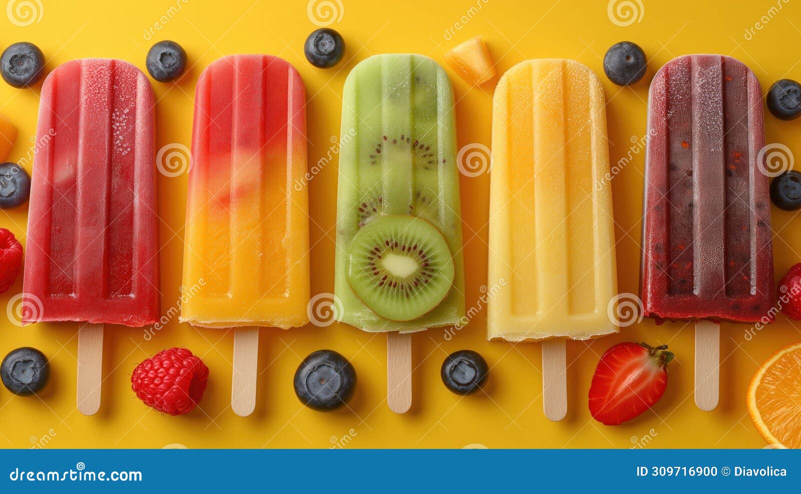 Assorted Fruit Ice on a Stick Top View Stock Illustration ...