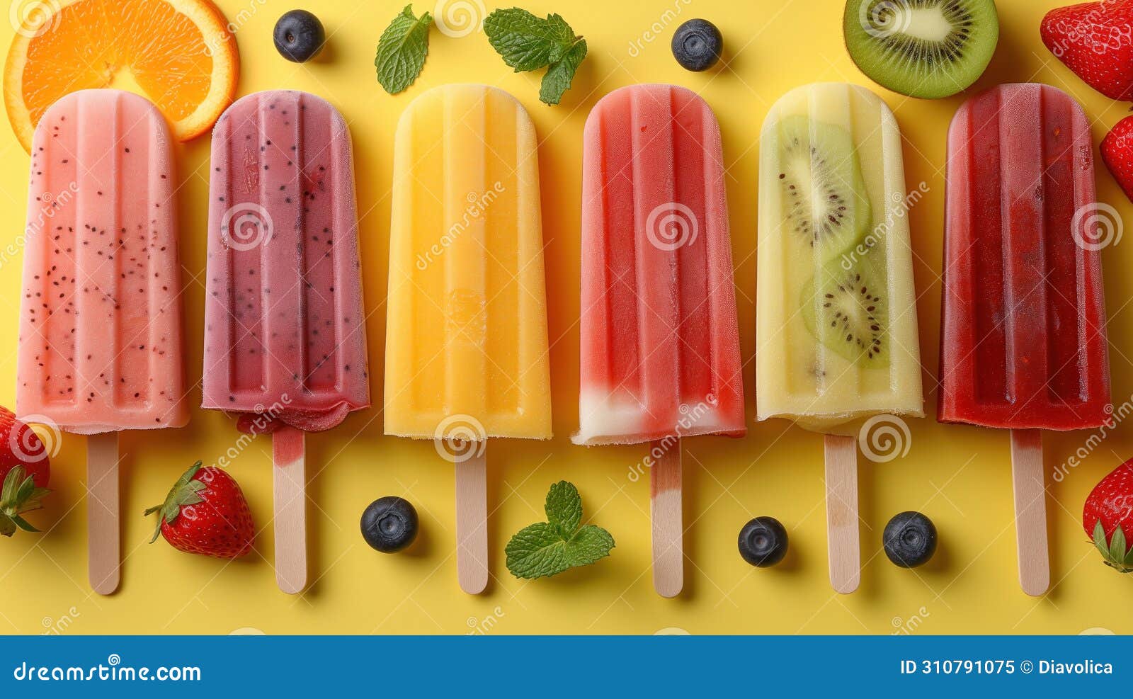 Assorted Fruit Ice Top View Stock Illustration - Illustration of food ...