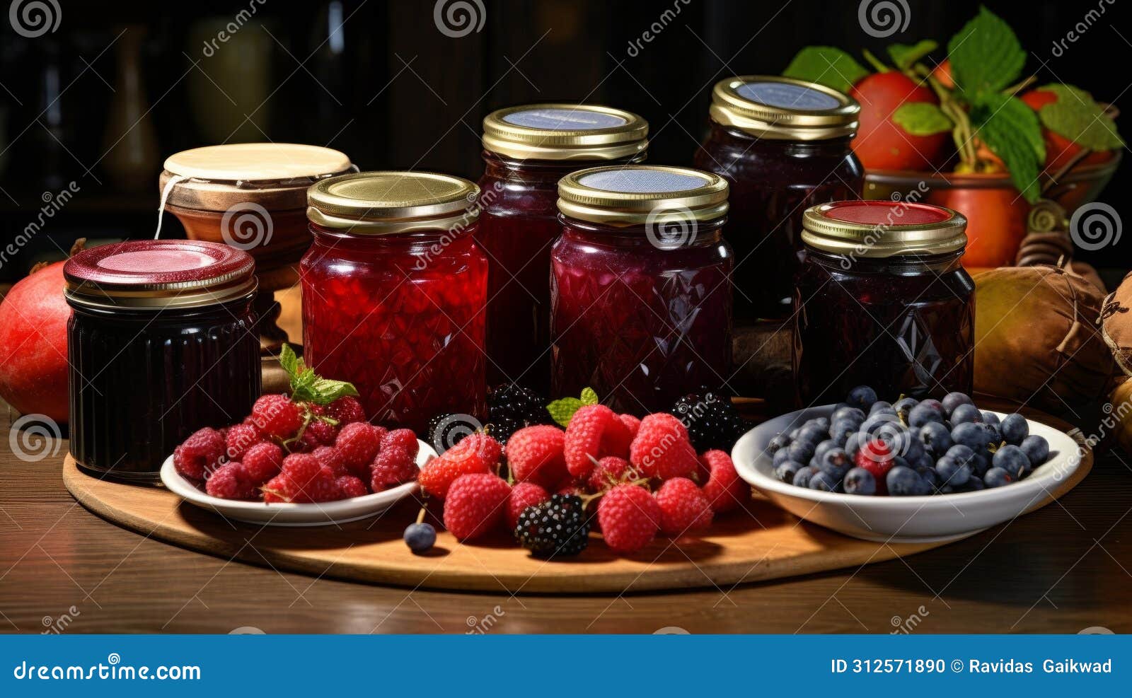 Set Of Fruit Jams In Glass Jars Hand Drawn In Cartoon Style. Royalty ...