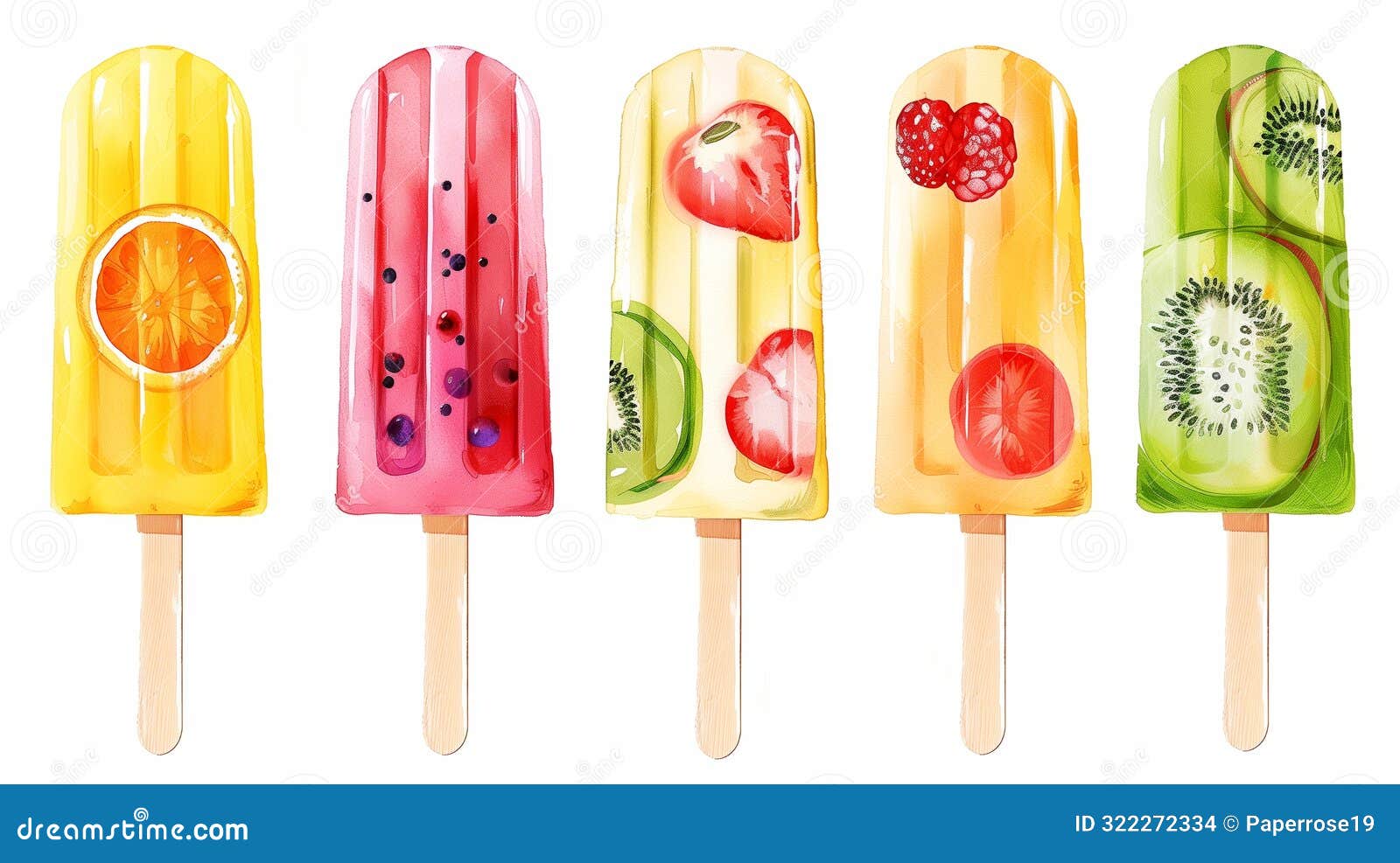 Assorted Fruit Popsicles Collection on Stick Stock Photo - Image of ...