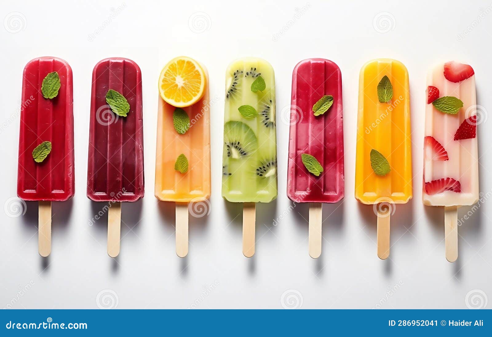 Assorted Fruit Popsicles Collection on Stick. Generative AI Stock Image ...