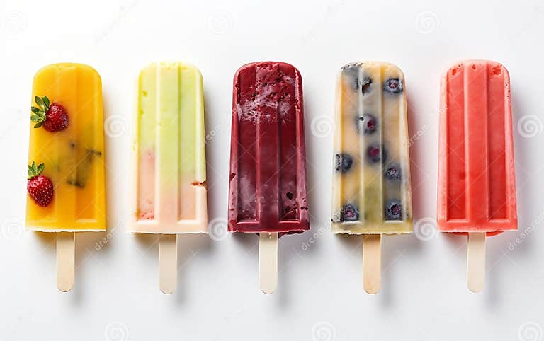 Assorted Fruit Popsicles Collection on Stick. Generative AI Stock Image ...