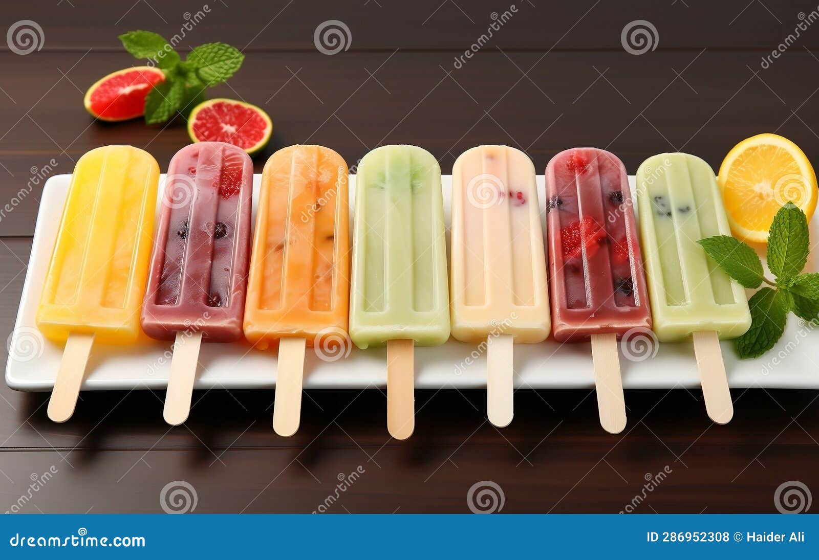Assorted Fruit Popsicles Collection on Stick. Generative AI Stock Photo ...