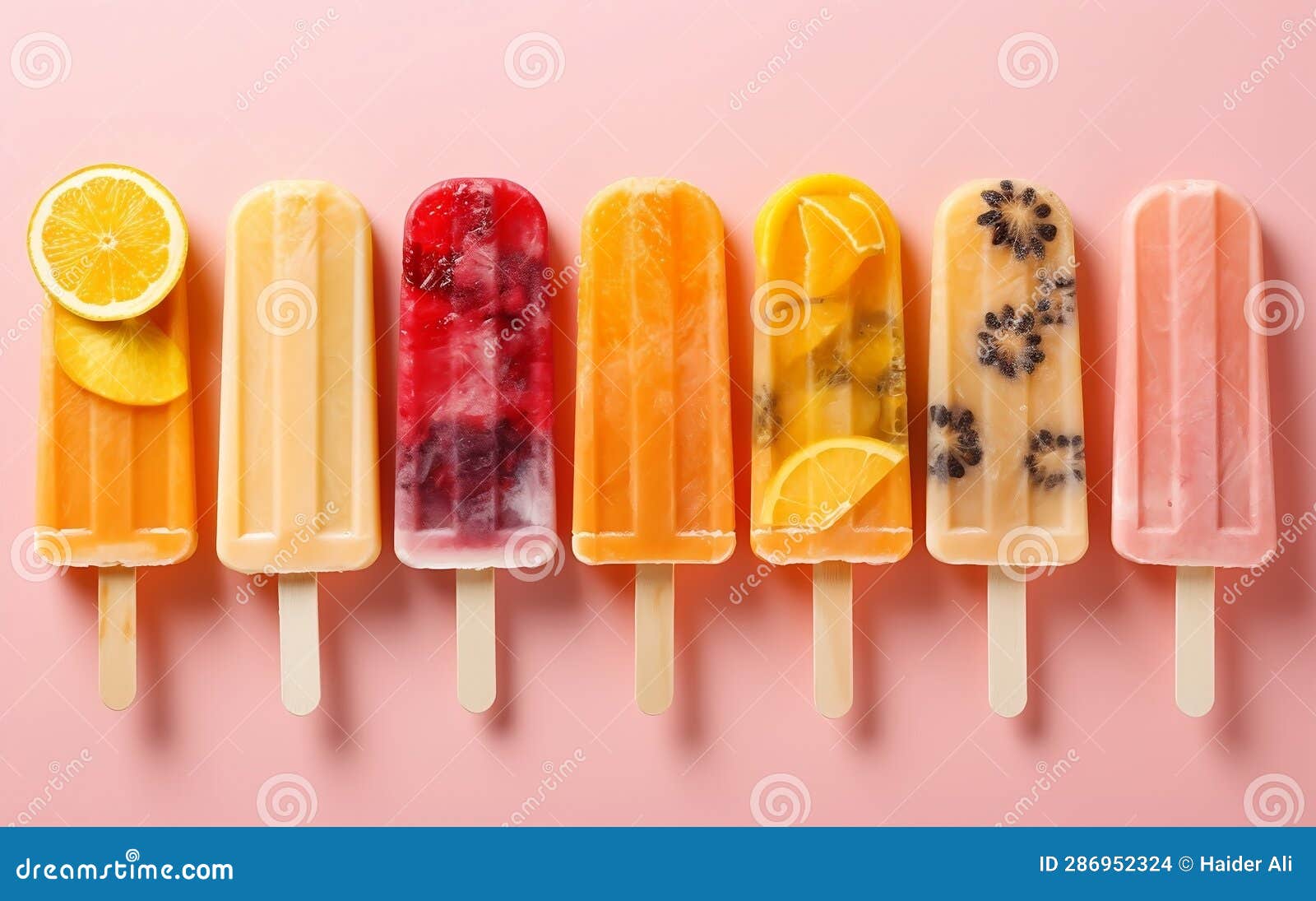 Assorted Fruit Popsicles Collection on Stick. Generative AI Stock Photo ...