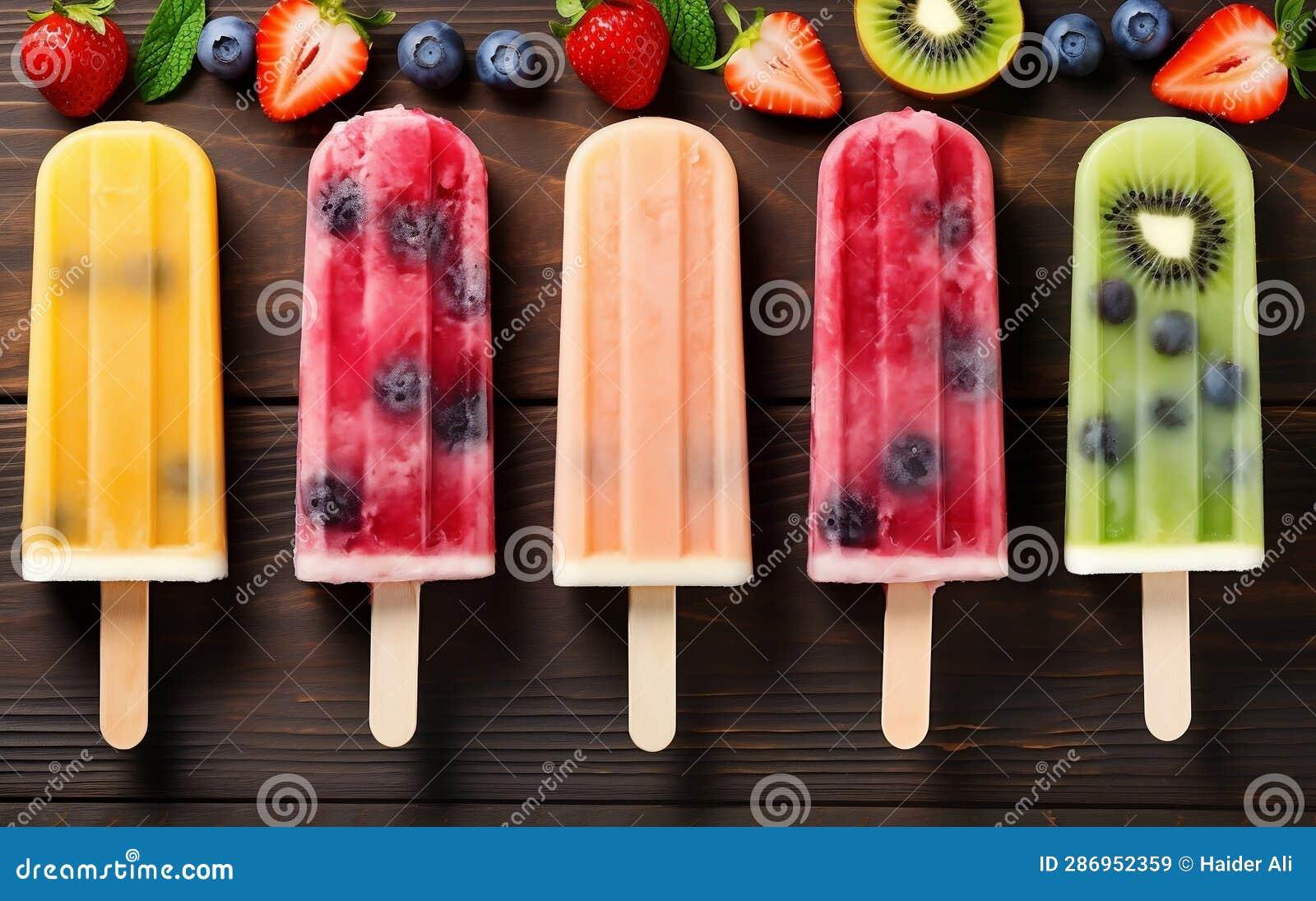 Assorted Fruit Popsicles Collection on Stick. Generative AI Stock ...