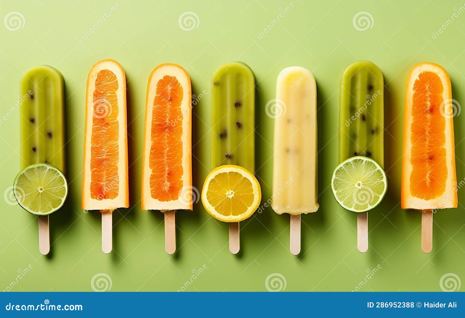 Assorted Fruit Popsicles Collection on Stick. Generative AI Stock ...