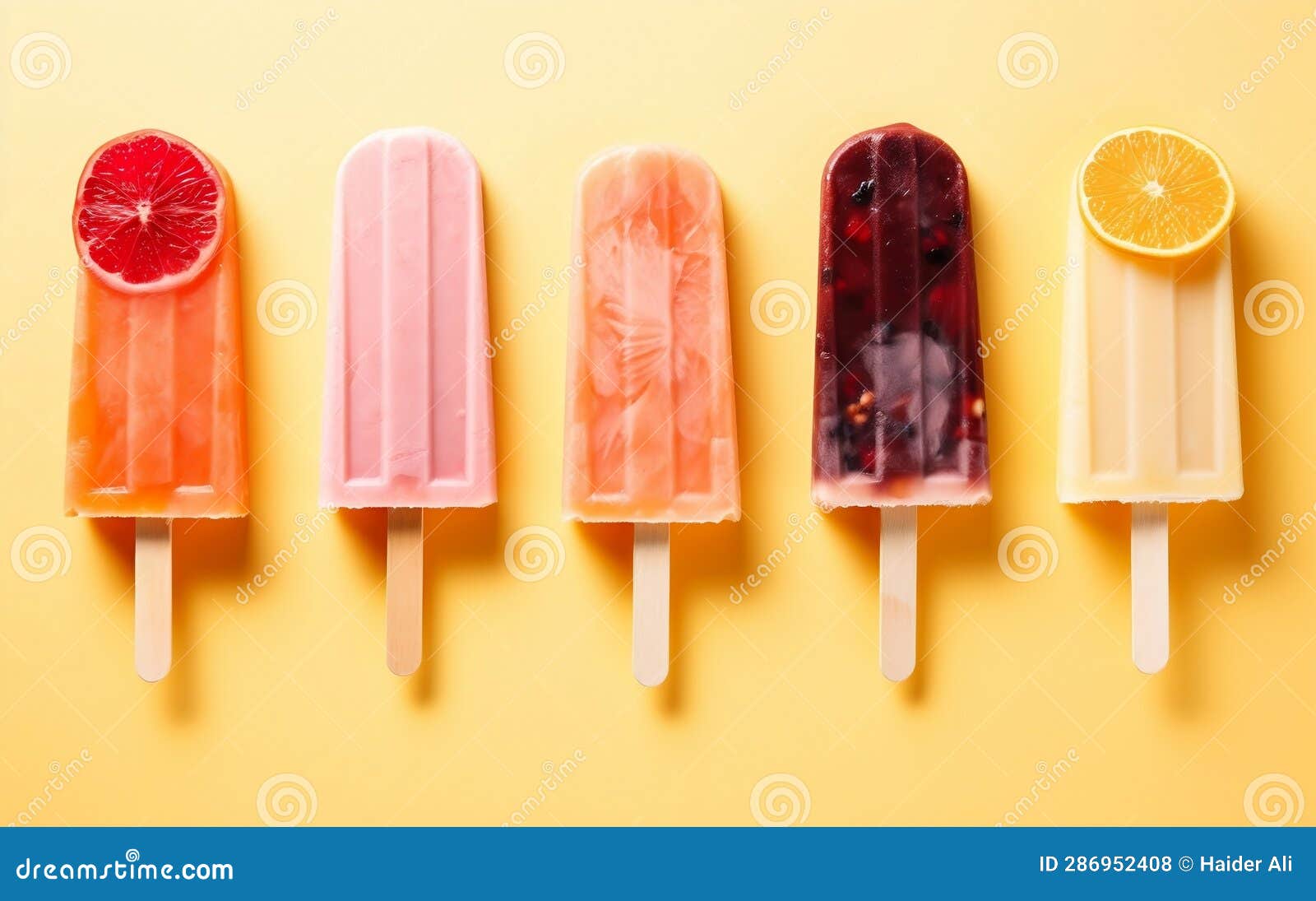 Assorted Fruit Popsicles Collection on Stick. Generative AI Stock ...
