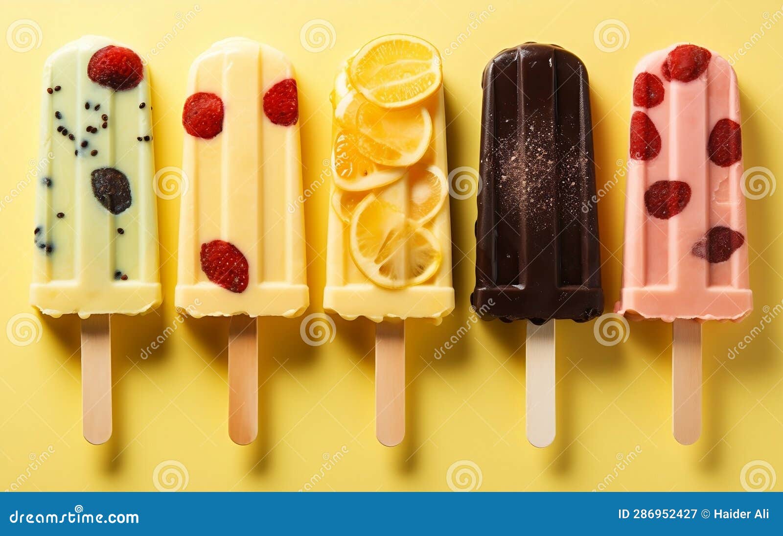 Assorted Fruit Popsicles Collection on Stick. Generative AI Stock ...