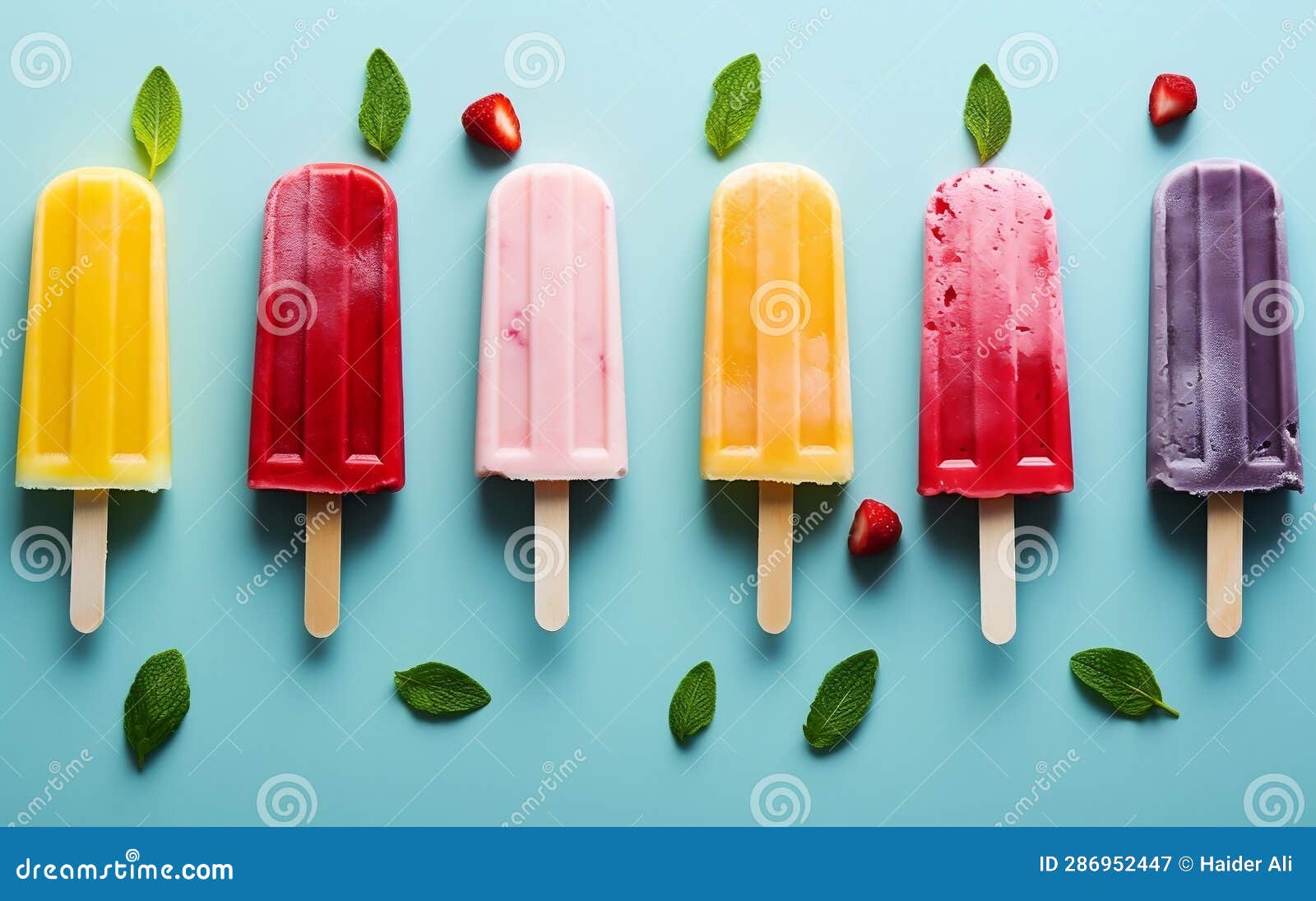 Assorted Fruit Popsicles Collection on Stick. Generative AI Stock ...