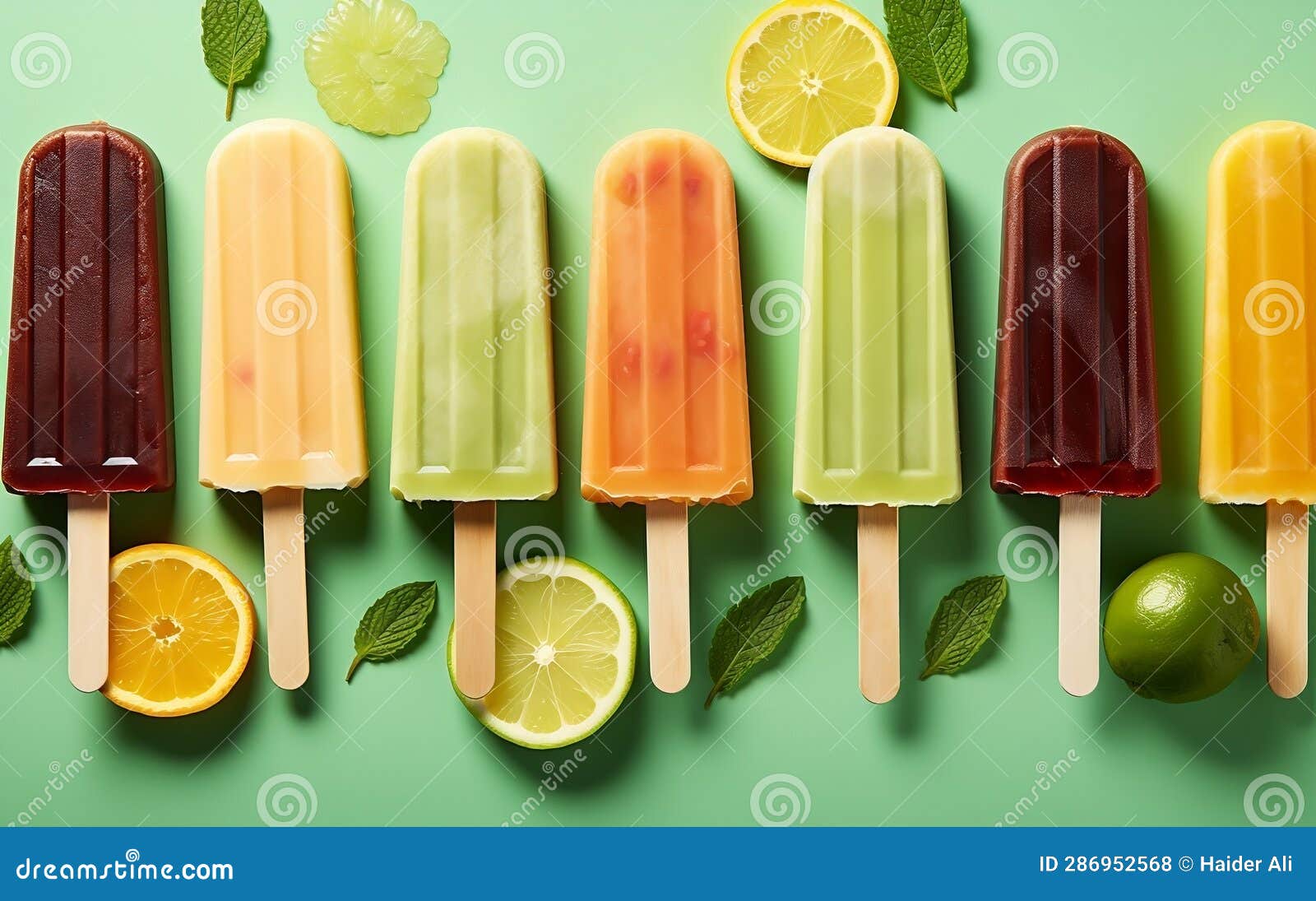 Assorted Fruit Popsicles Collection on Stick. Generative AI Stock Photo ...