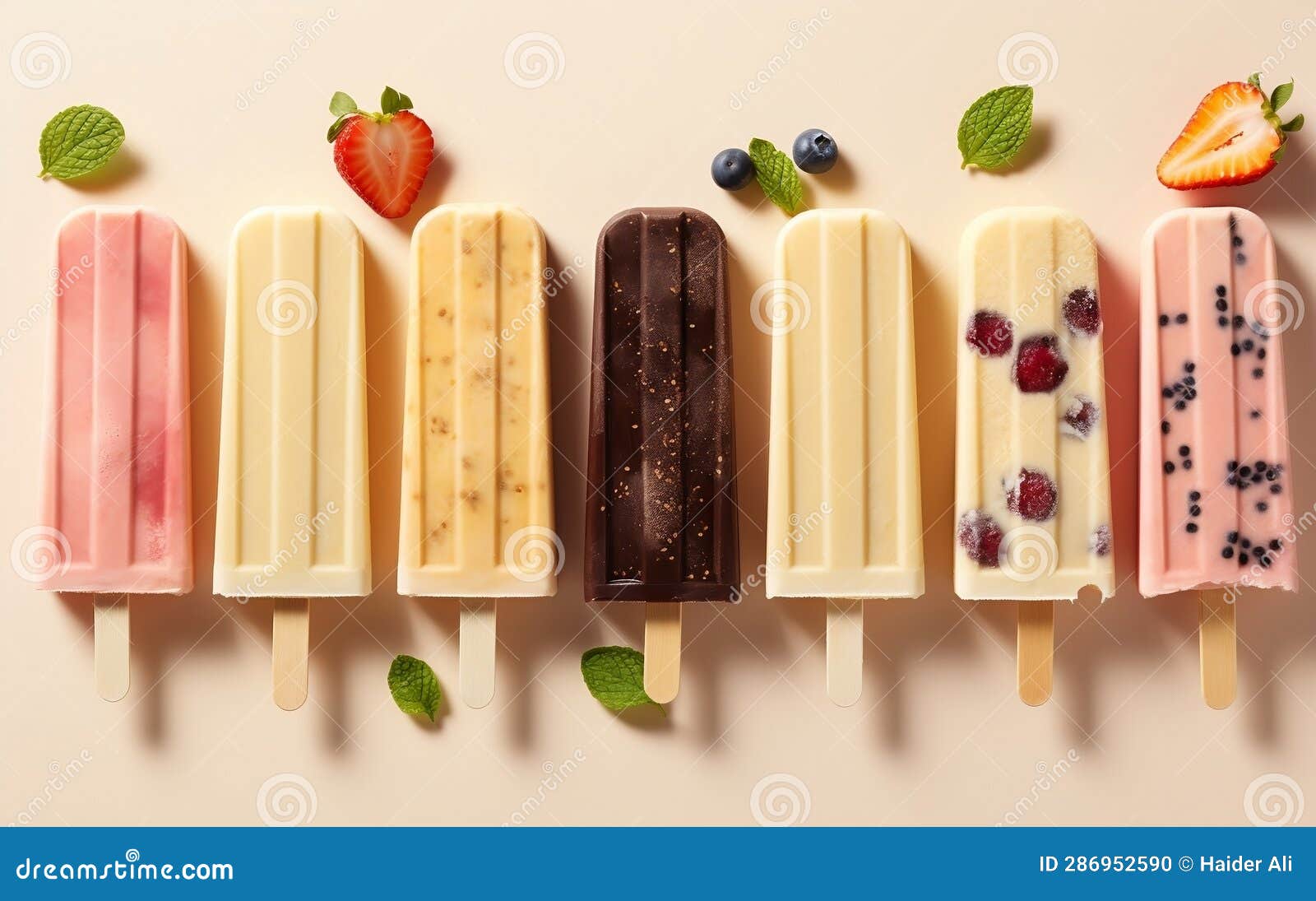 Assorted Fruit Popsicles Collection on Stick. Generative AI Stock ...