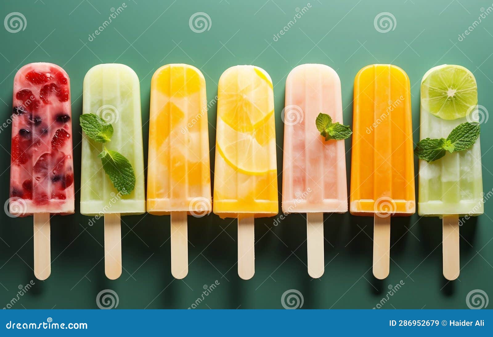 Assorted Fruit Popsicles Collection on Stick. Generative AI Stock ...