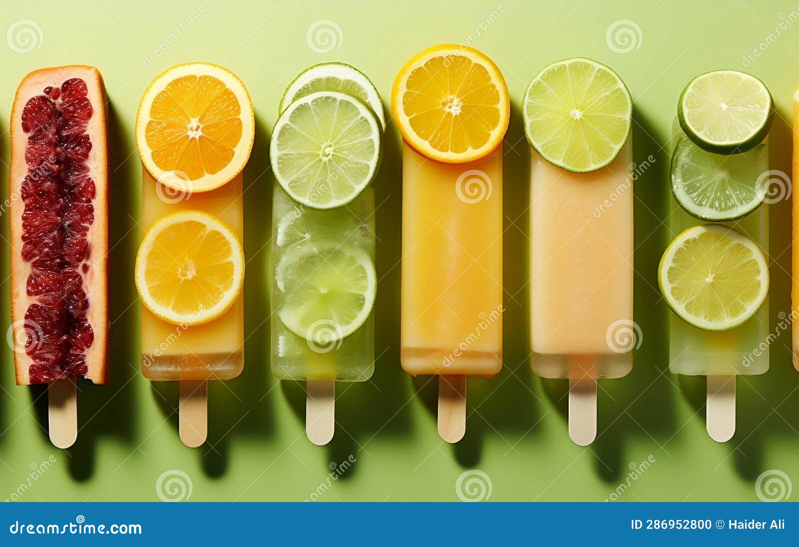 Assorted Fruit Popsicles Collection on Stick. Generative AI Stock Photo ...