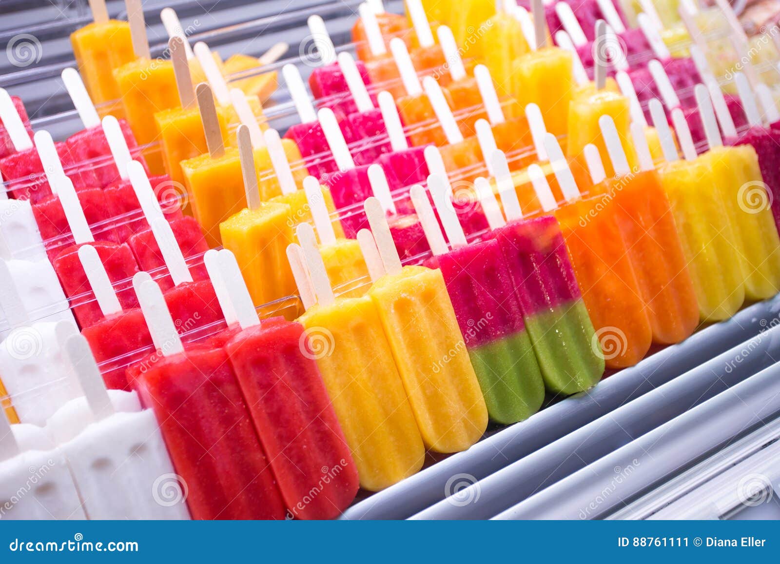 Assorted Fruit Popsicles on Market Stall Stock Image - Image of ...