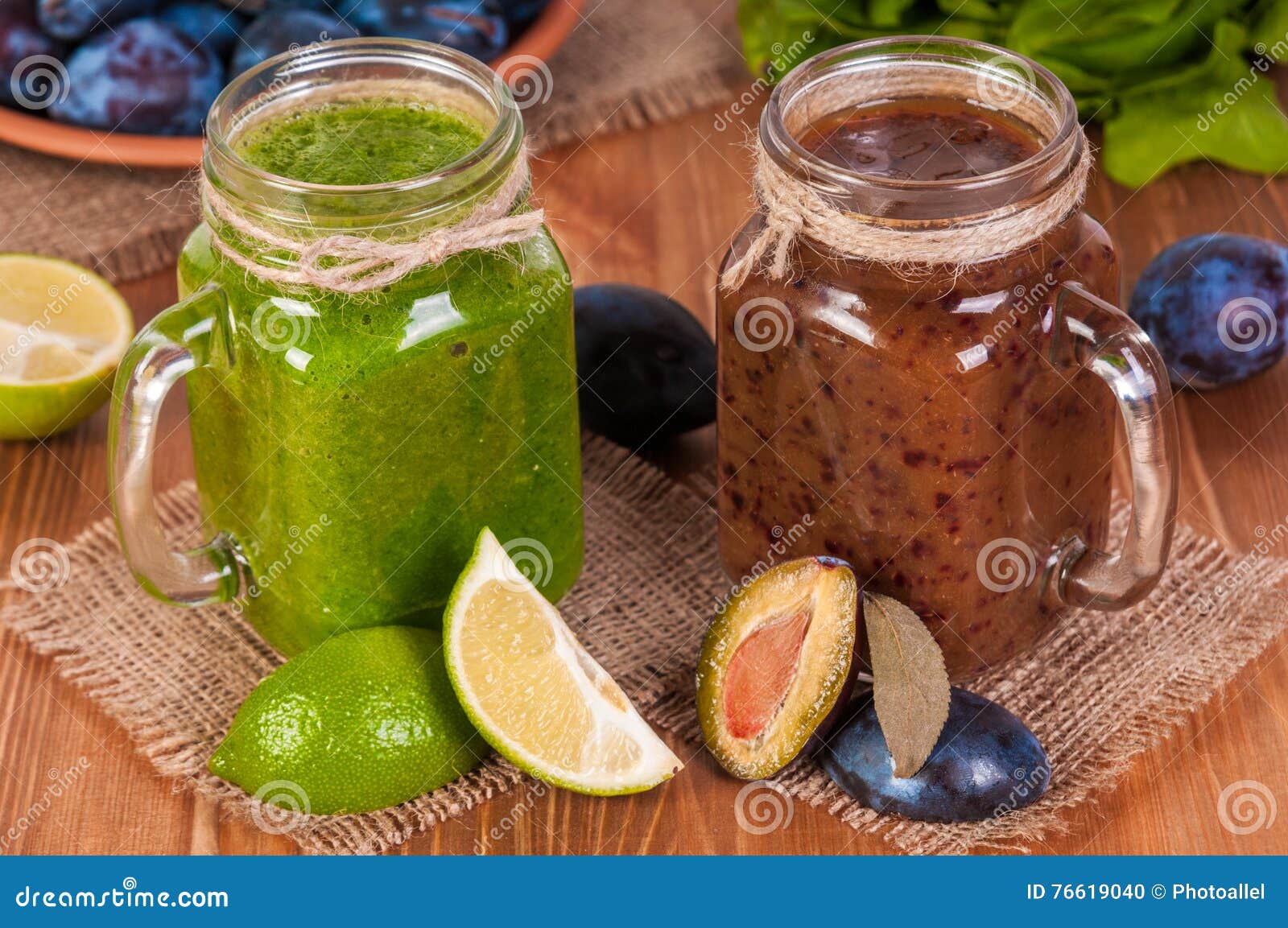Assorted Fruit Shakes on White Table. Smoothie Concept Stock Photo ...