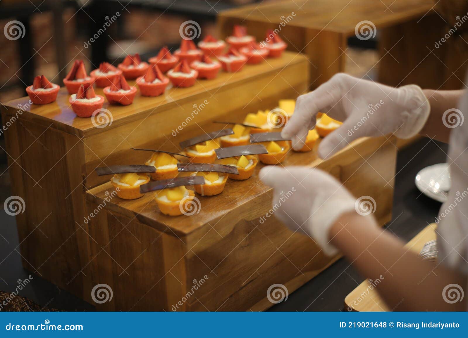 Assorted Fruit Tarlette Mango and Strawberry on Buffeet Stock Photo ...