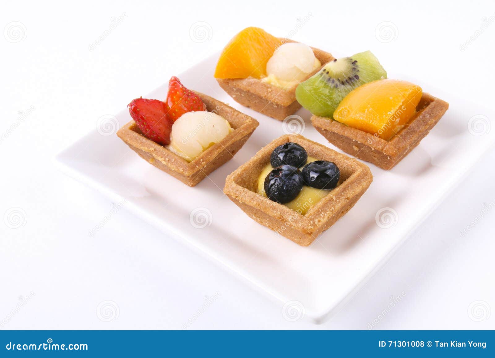 Assorted Fruit Tarts on Plate - Series 2 Stock Photo - Image of pastry ...